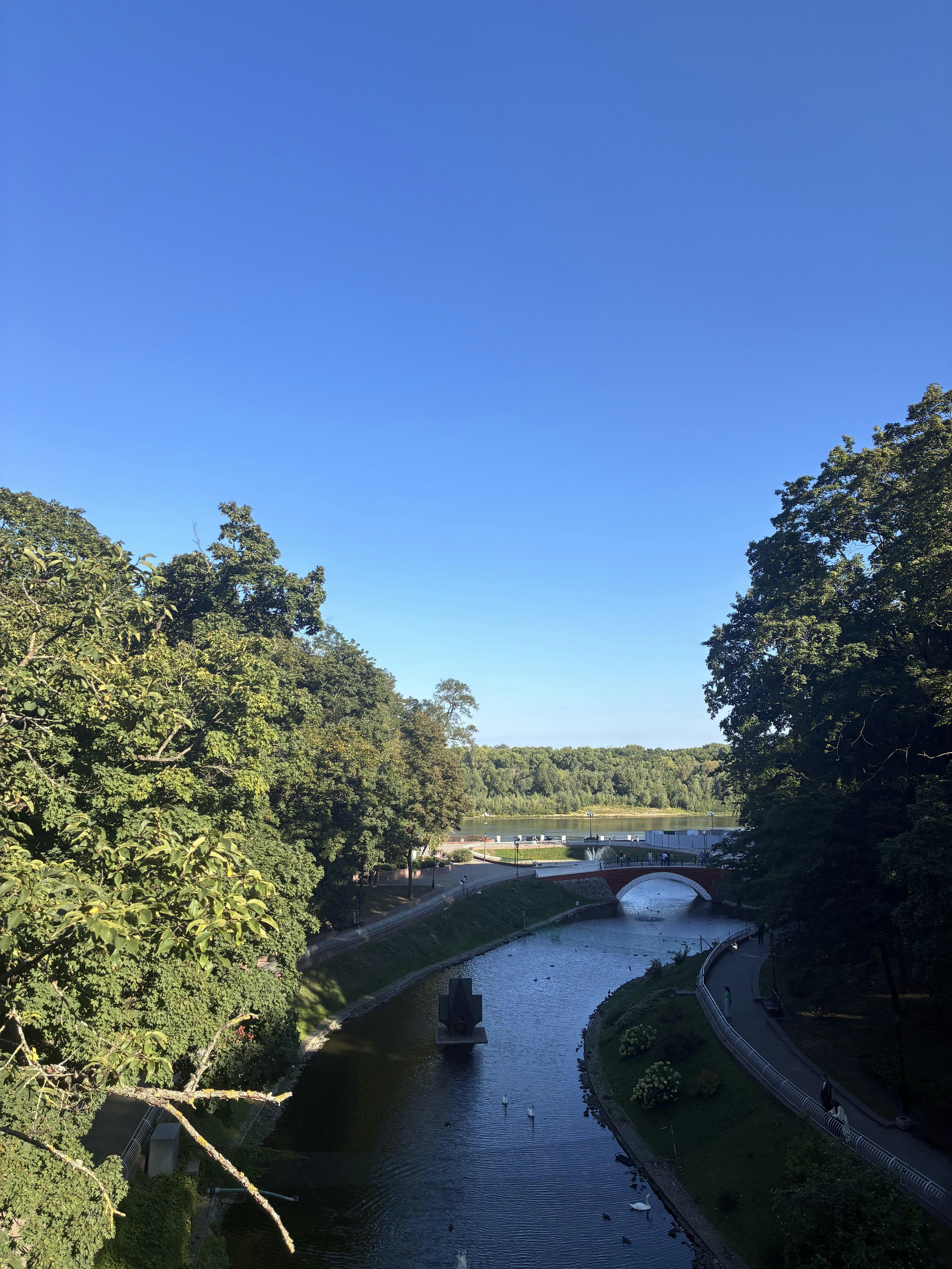 Riverwalk Under a Clear Noon Sky