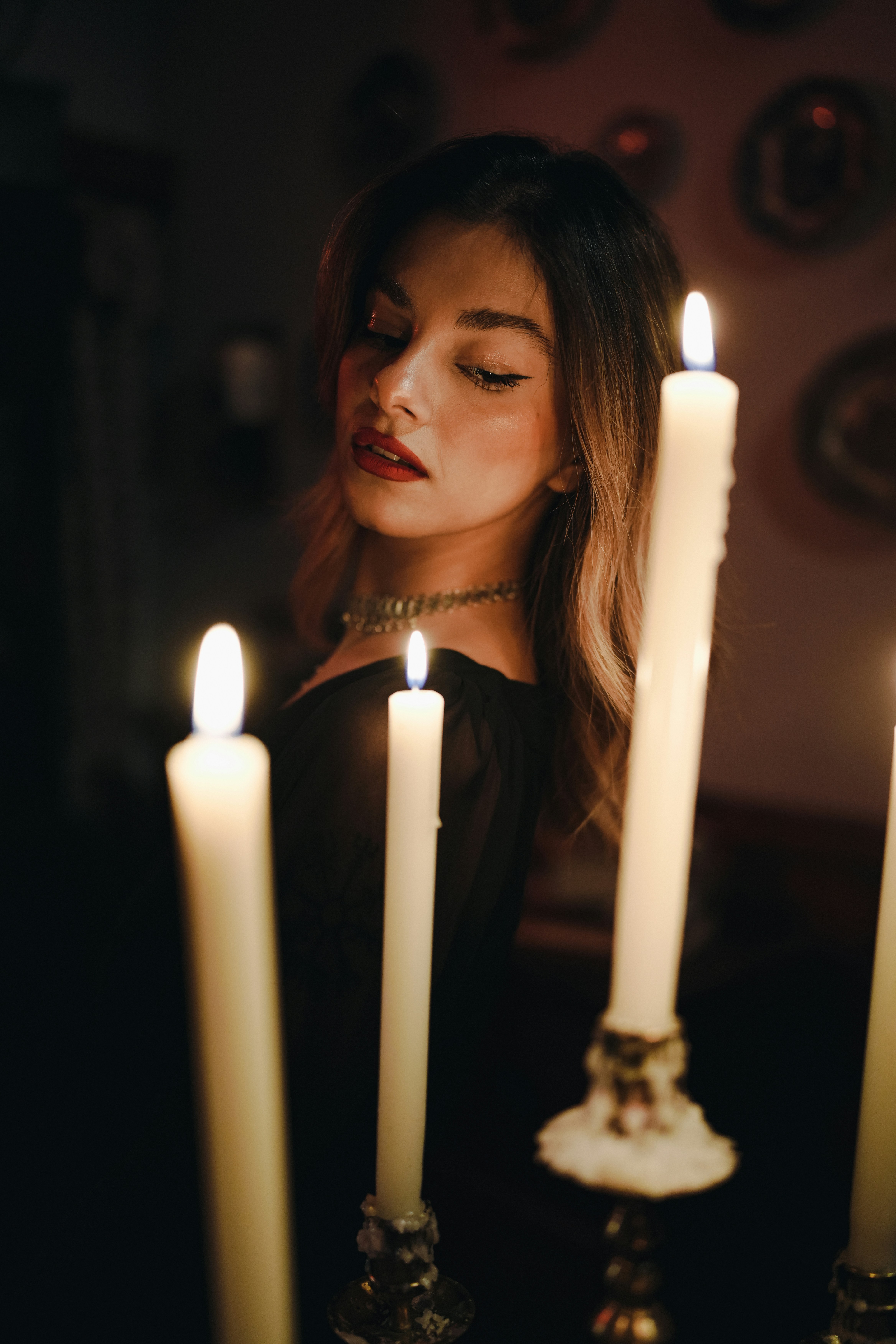 Candlelit Gaze: A Portrait in Warm Glow