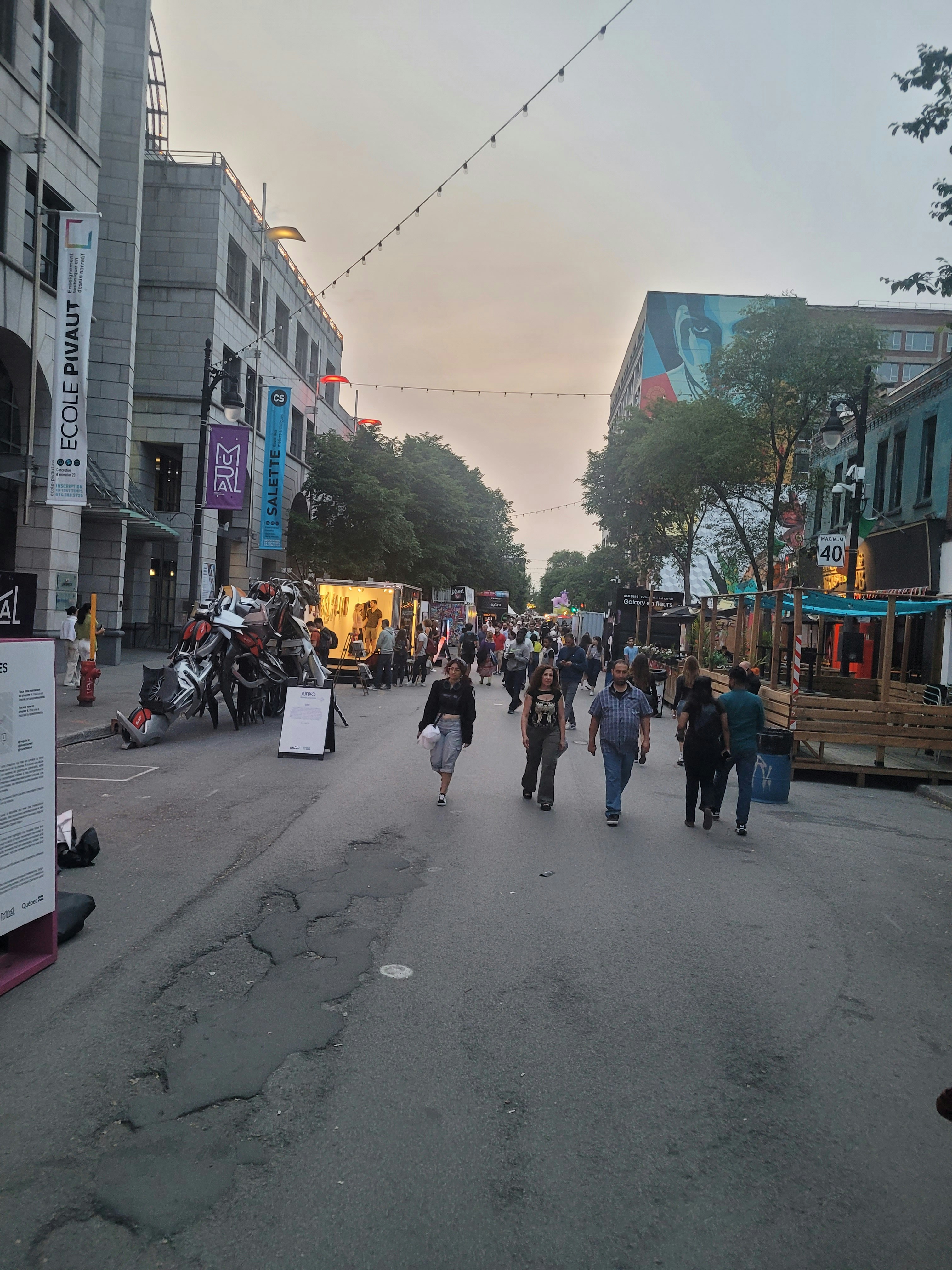 Urban Pedestrian Boulevard at Golden Hour