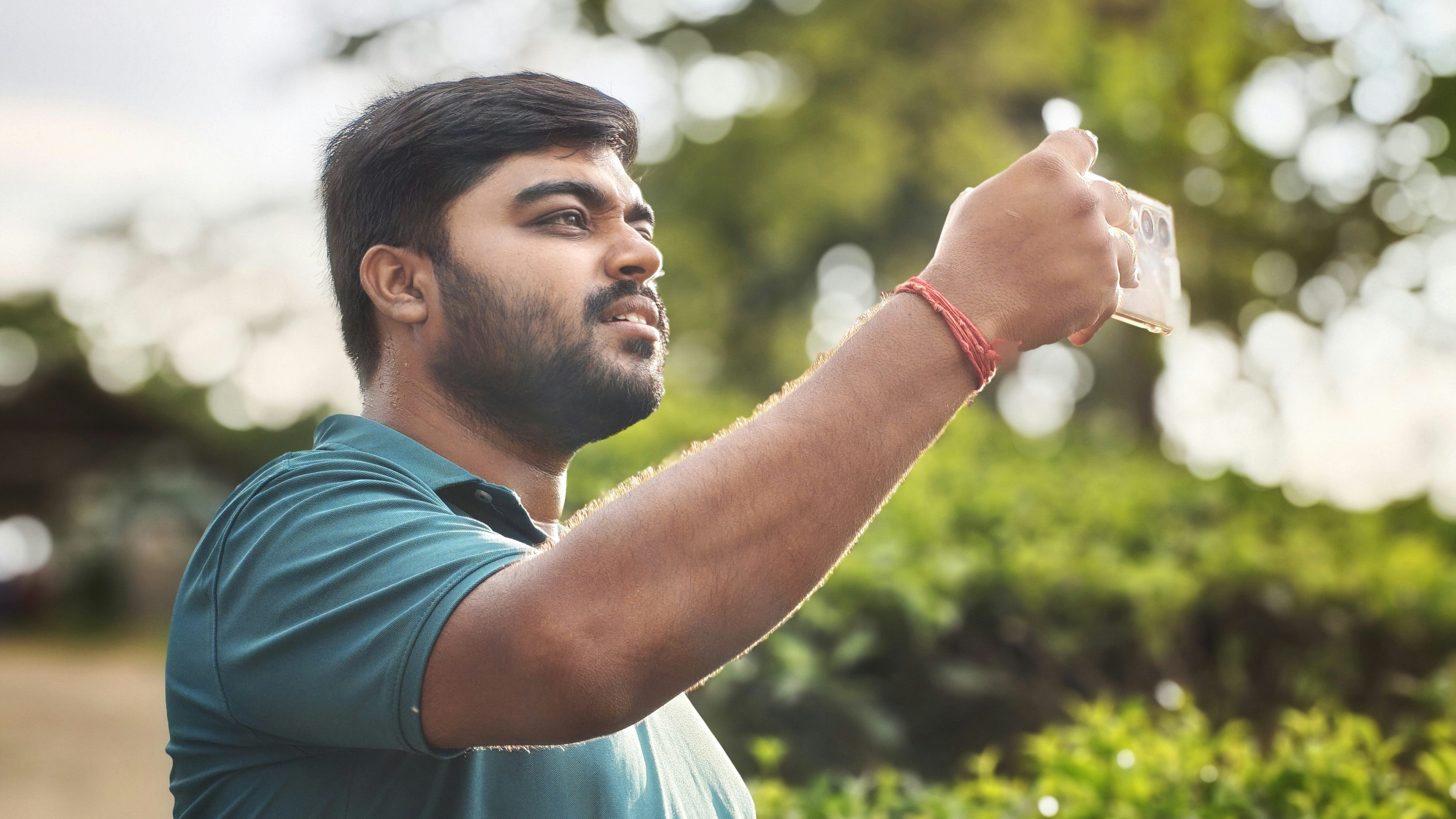 Selfie Moment in a Lush Park