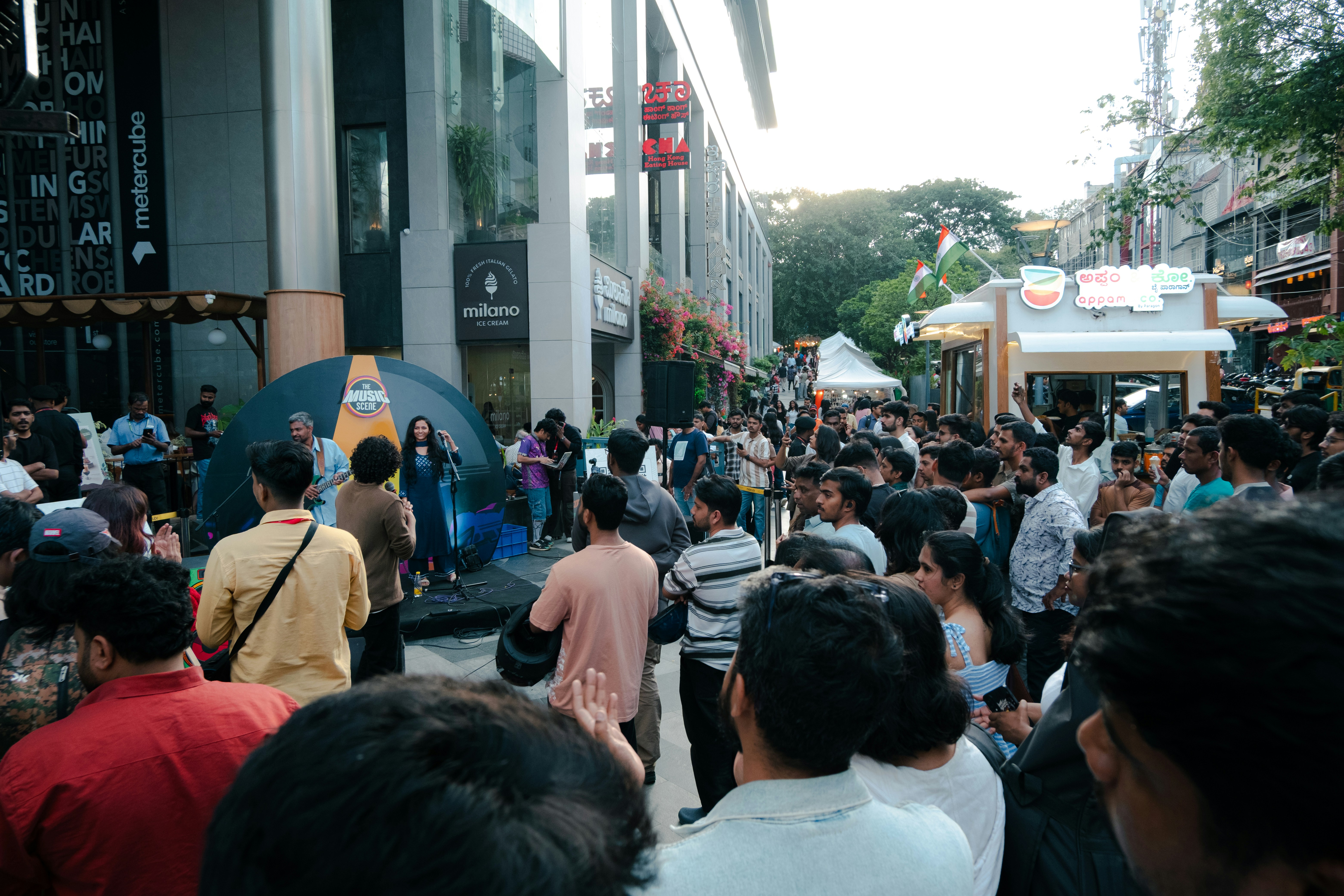 Crowd Echoes: A bustling street fair in motion