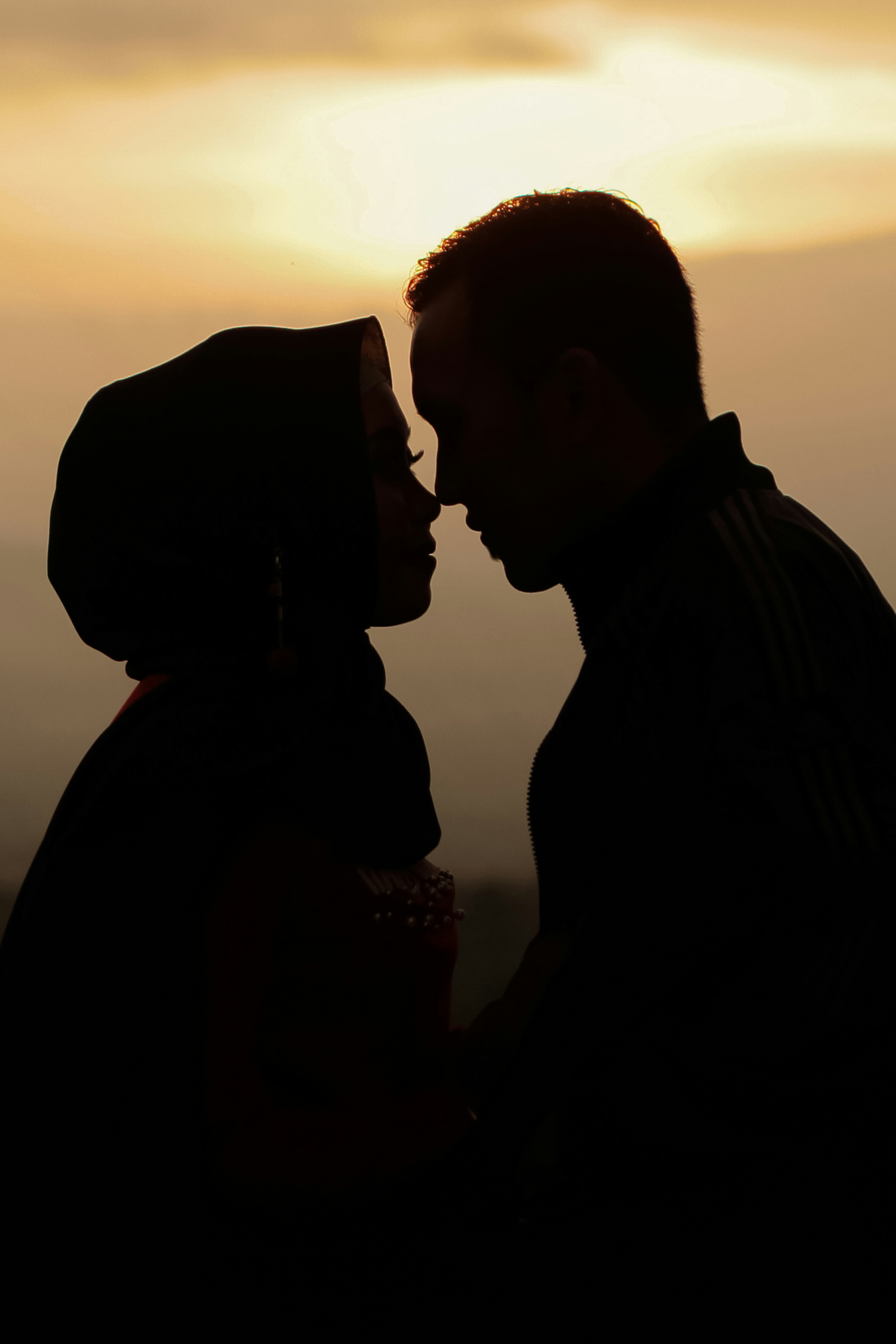 Silhouette of a Tender Moment at Sunset