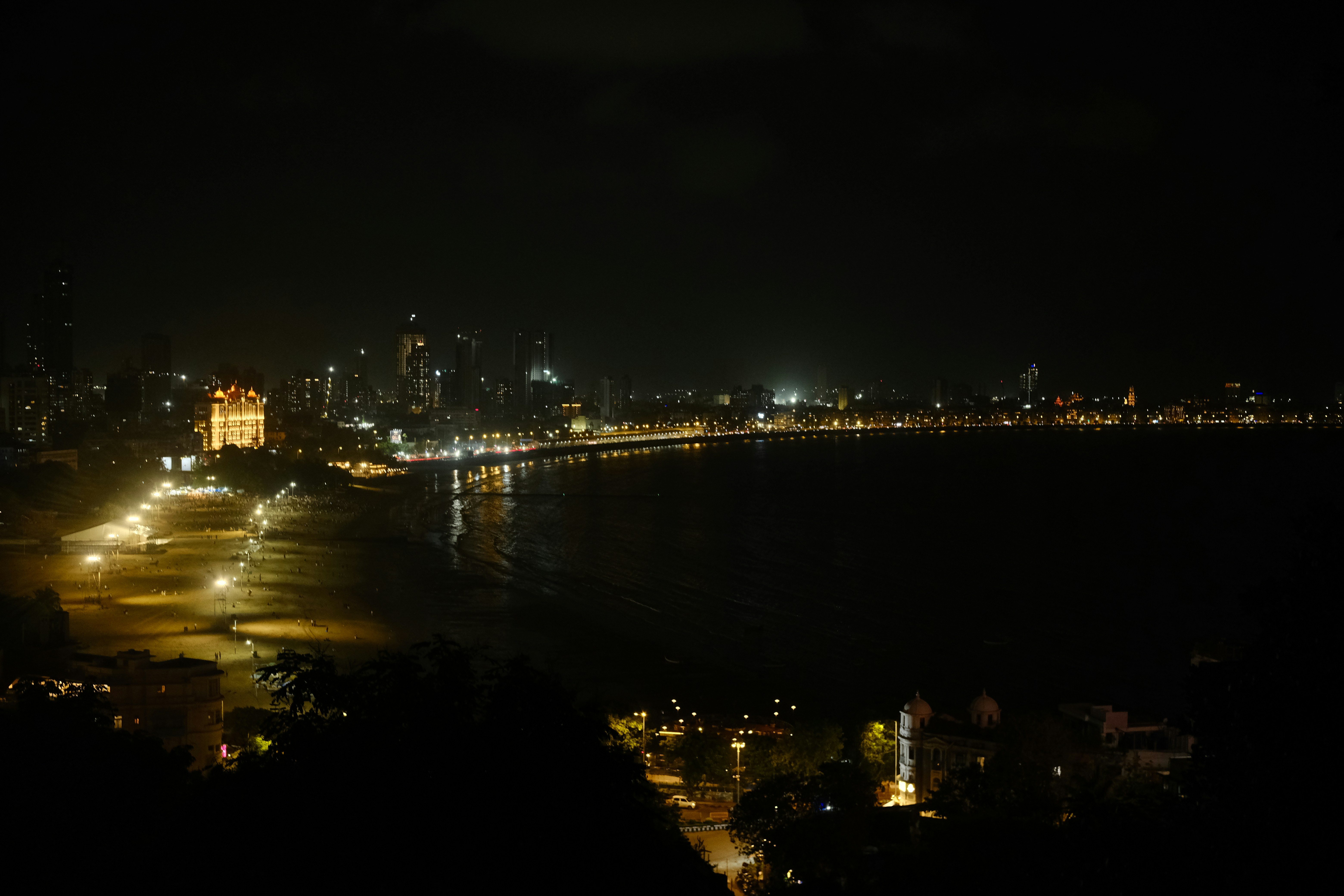 City Lights Along the Curving Shoreline