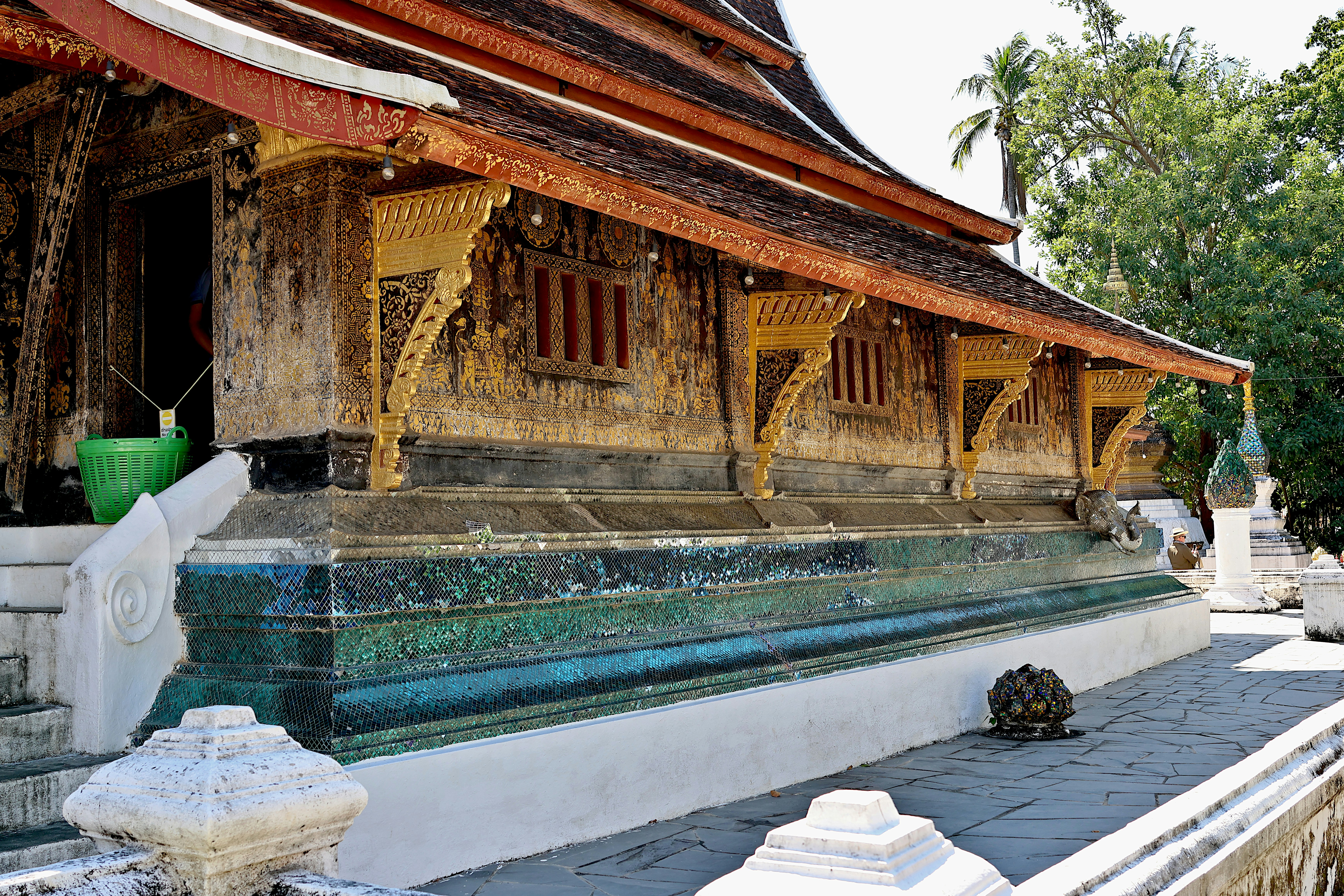 Stone Terrace and Ornate Temple Eaves: A Quiet Moment at the Sacred Corner