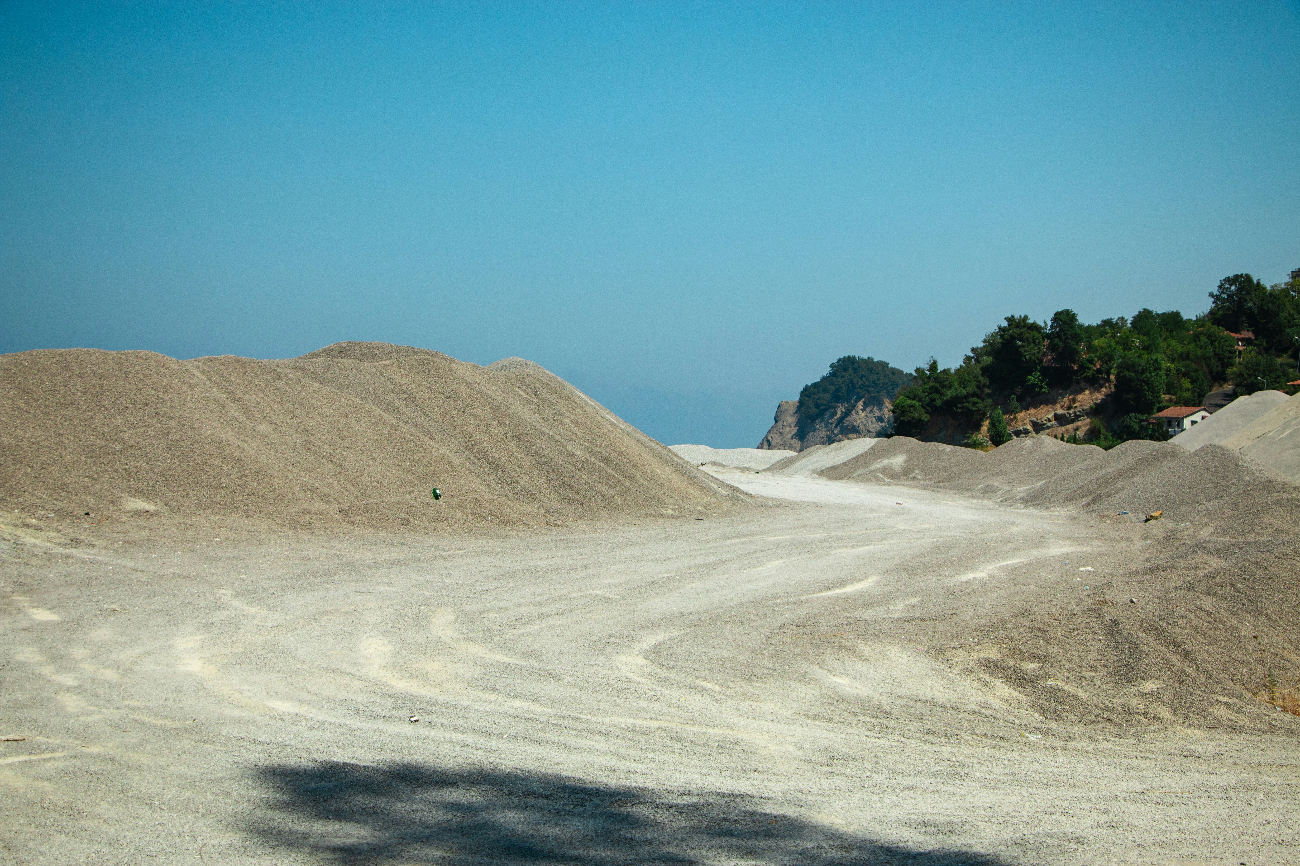 Deserted Quarry Valleys under a Clear Sky