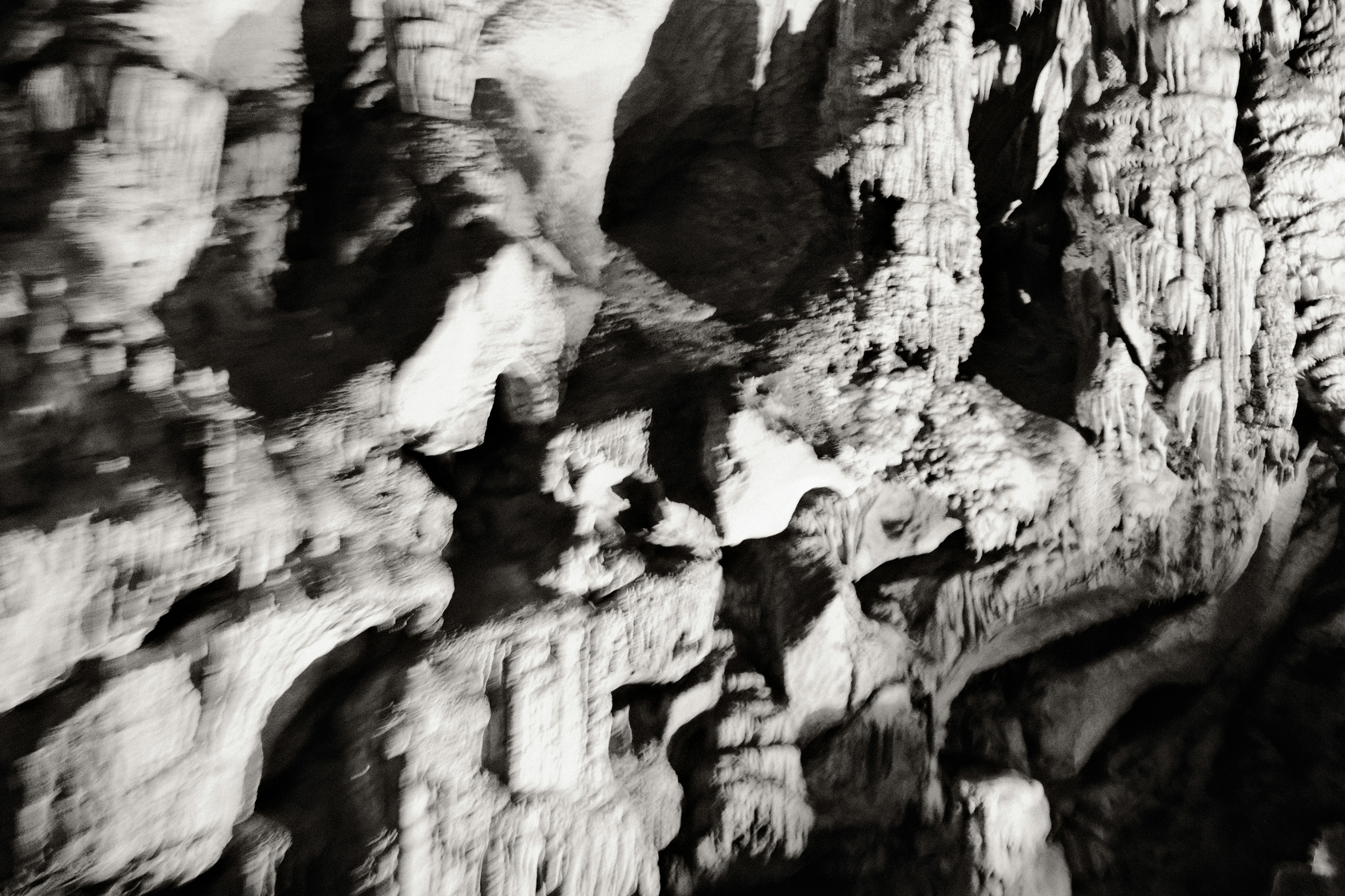 Cavernous Geometry: Abstract Rock Forms in High-Contrast Monochrome