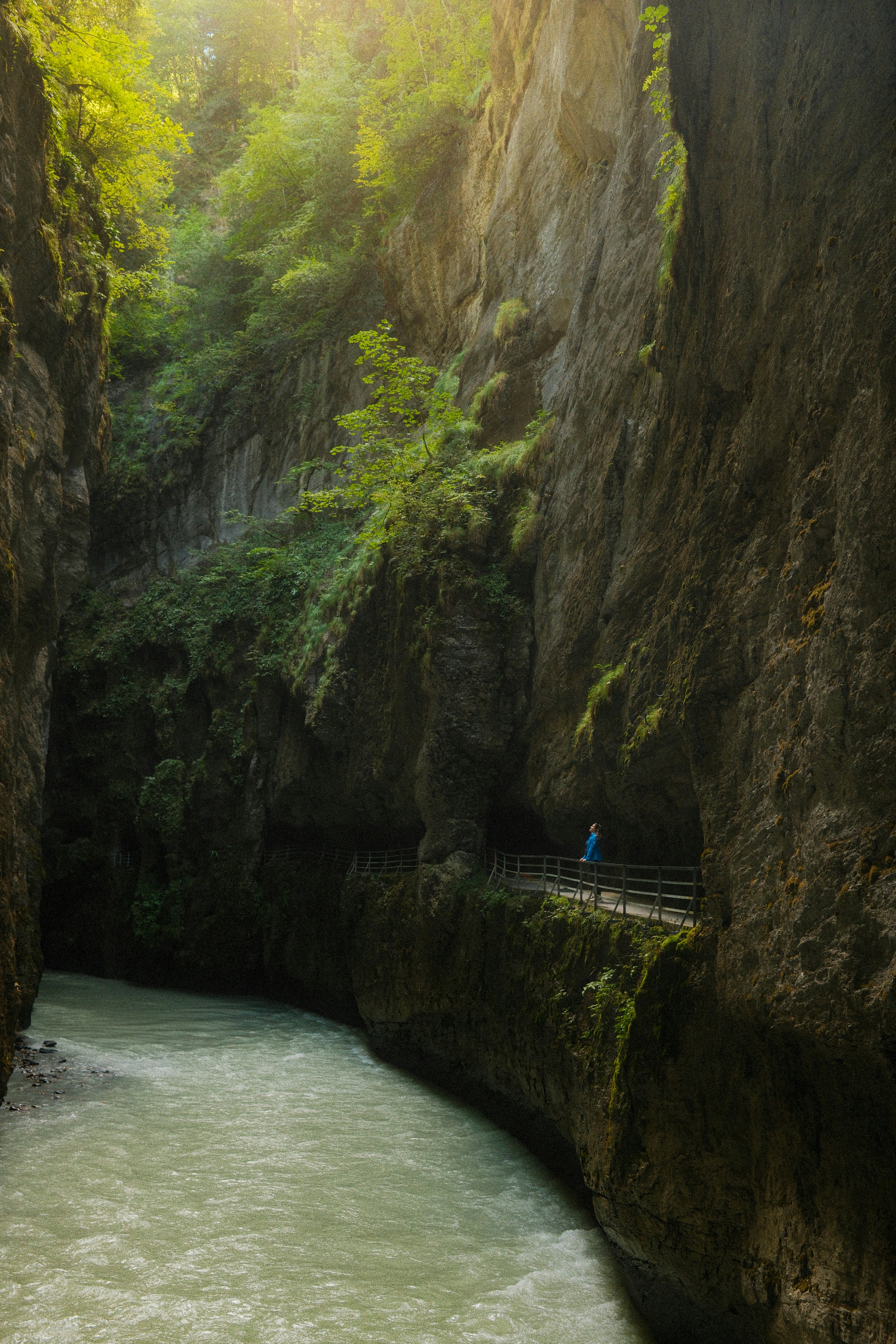 Rimrock Passage: A Narrow Path Bridges Between Light and Shadow