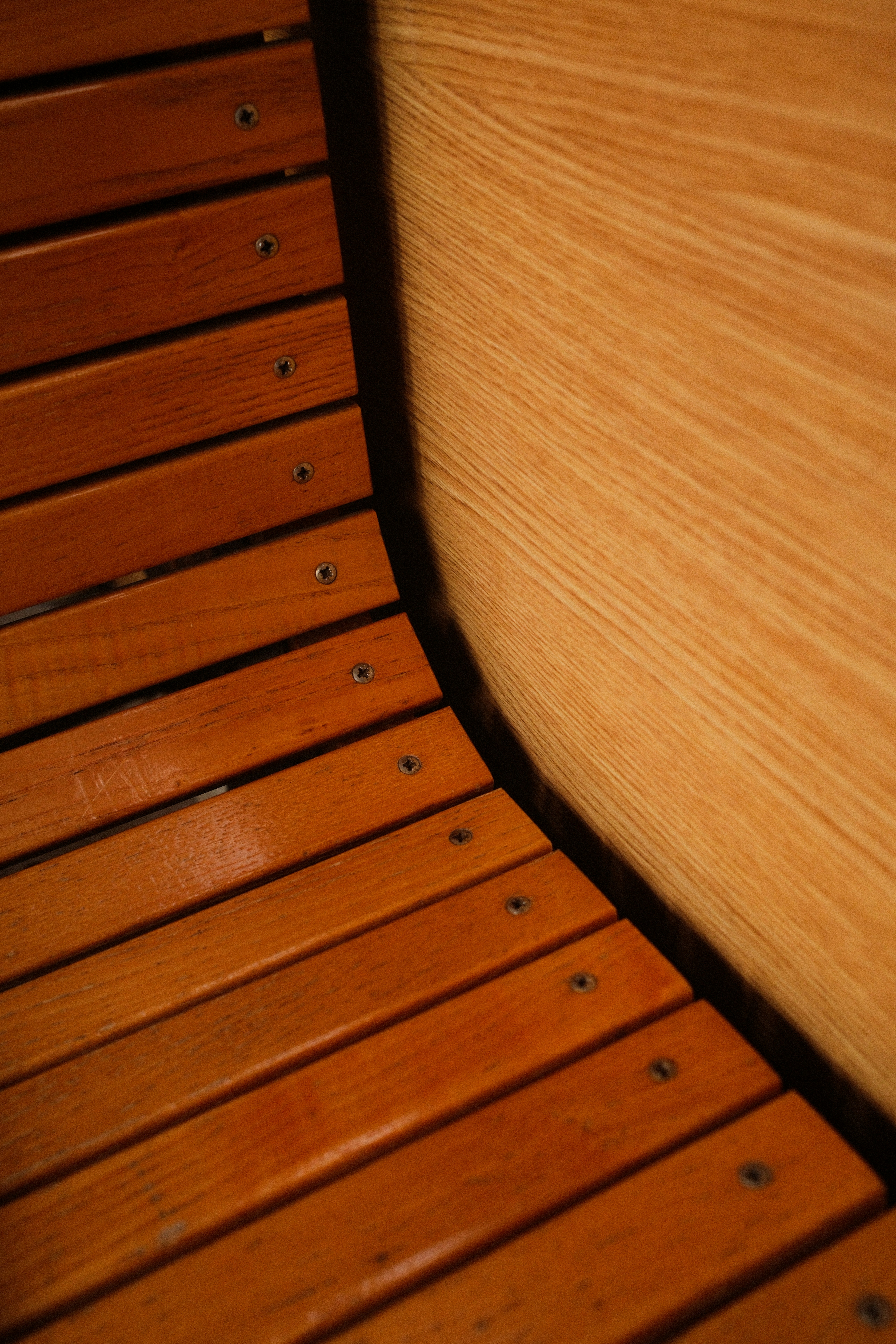 Curved Wooden Stair of Light and Shadow