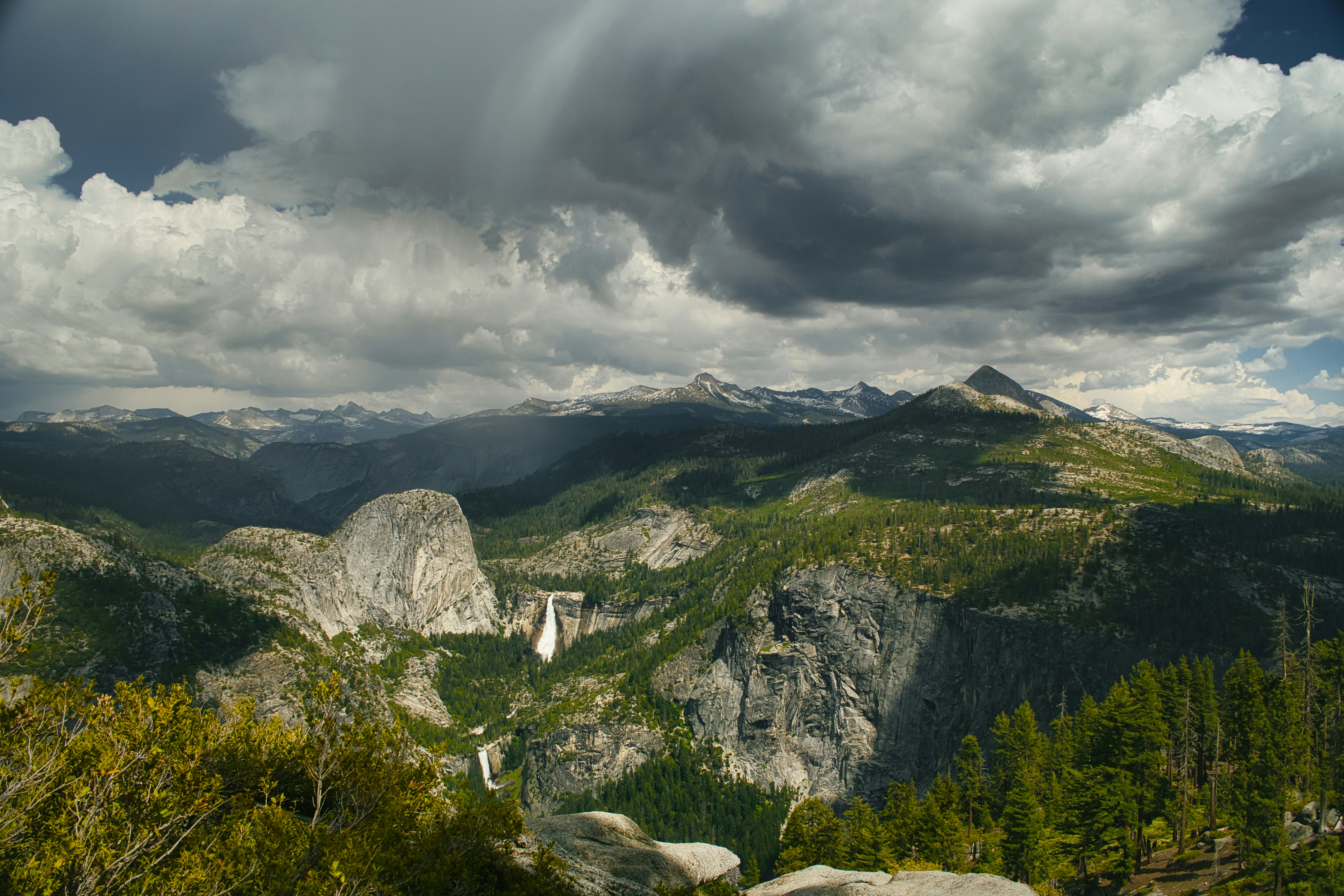 Sunlit Valley Overlook with Granite Spires and Ponderosa Pines