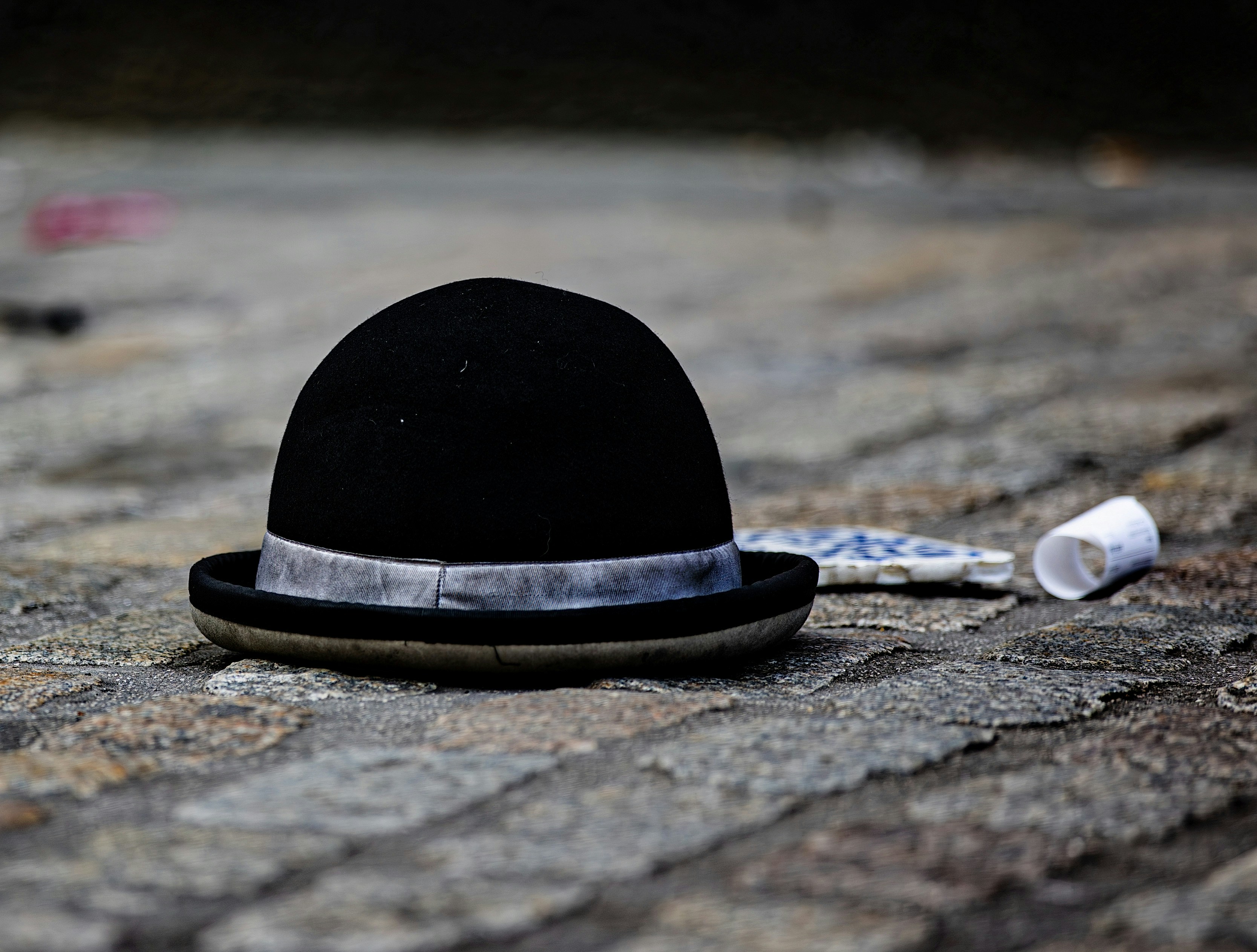 Barely There Bowler on a Weathered Street