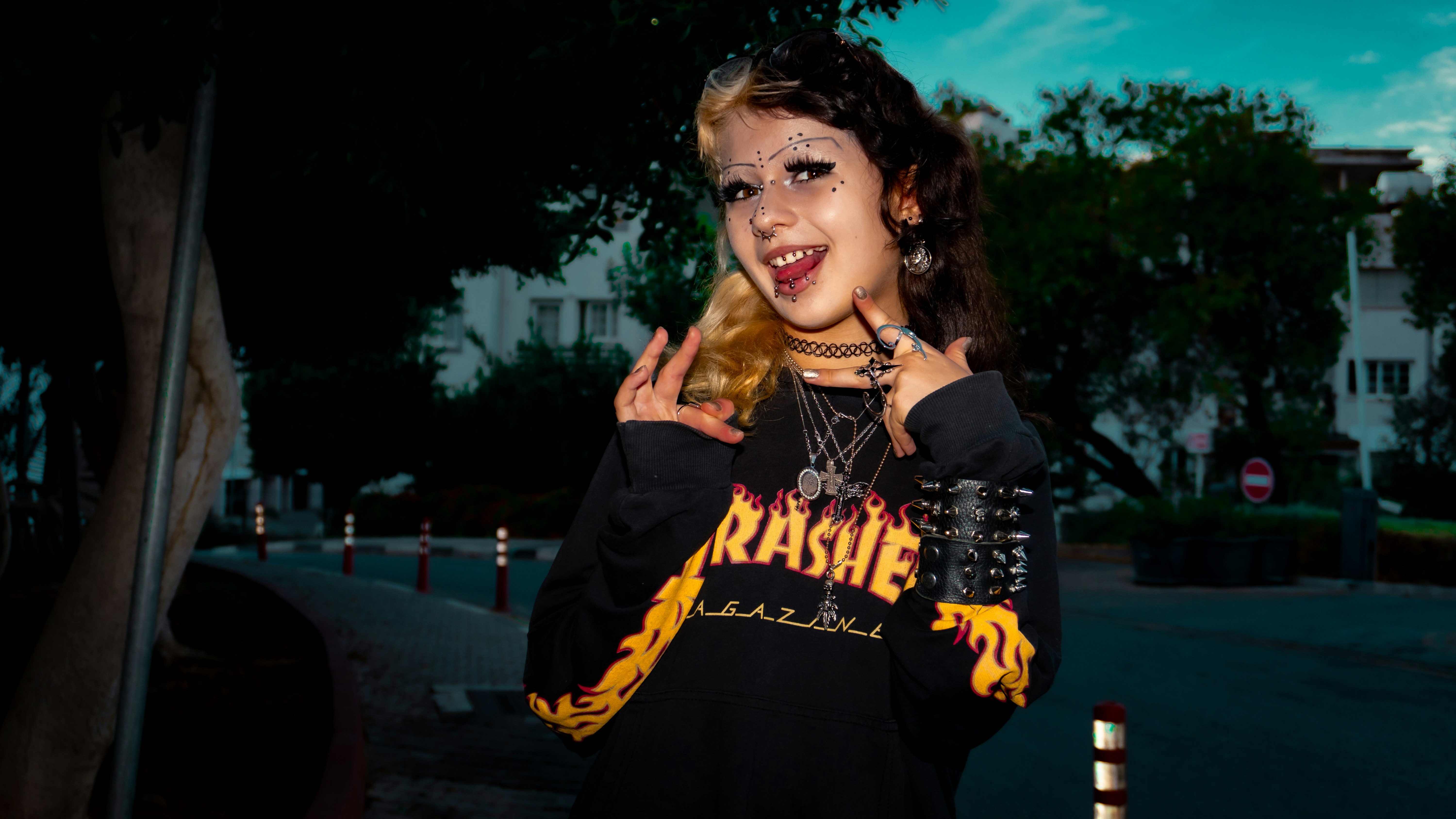 Midnight Neon: A Rebel Smile Under Streetlights