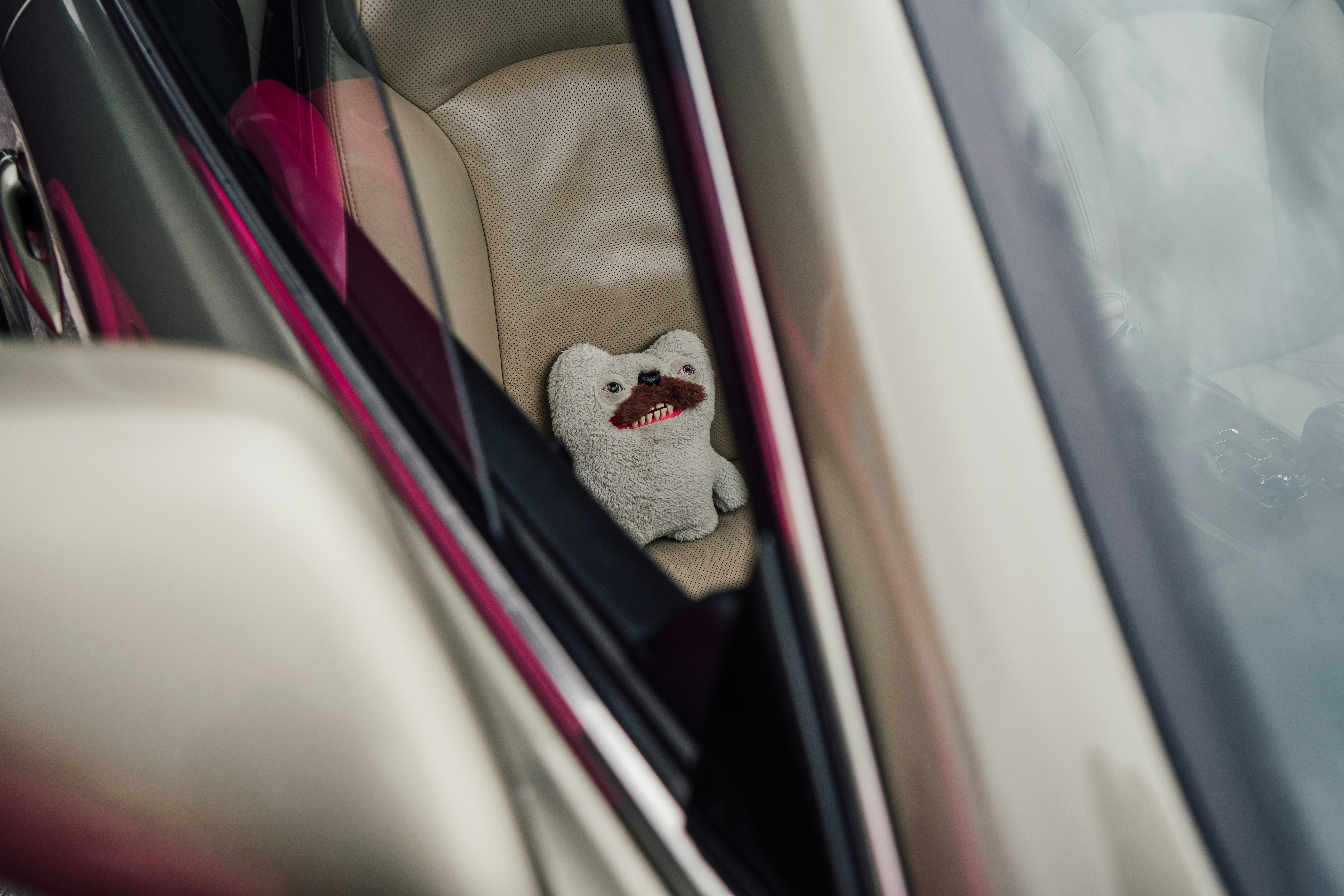 Toy in Car Window: A Gentle Silhouette in Soft Interior Light