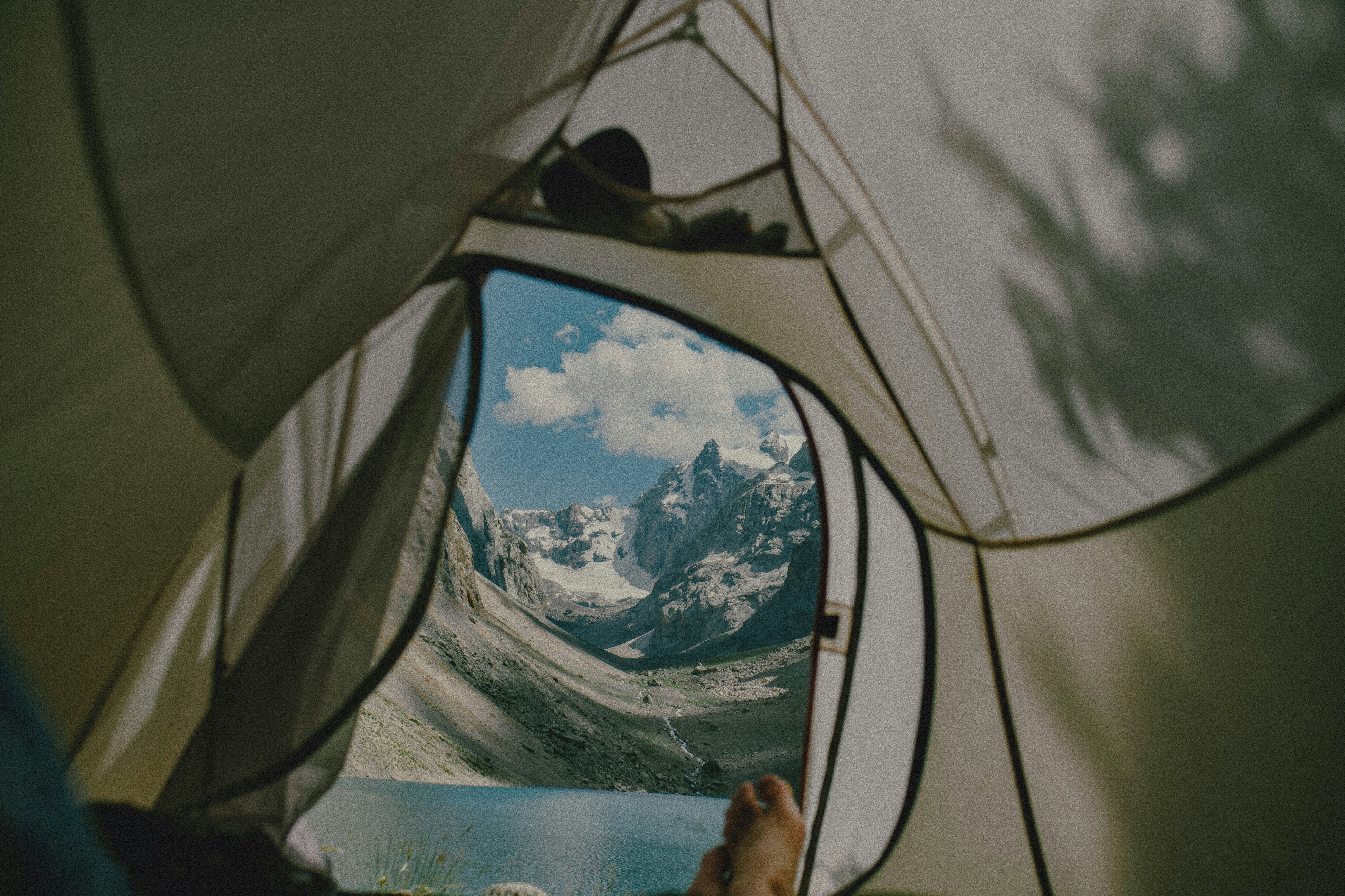 Through the Tent Portal: Alpine Glacier Vista