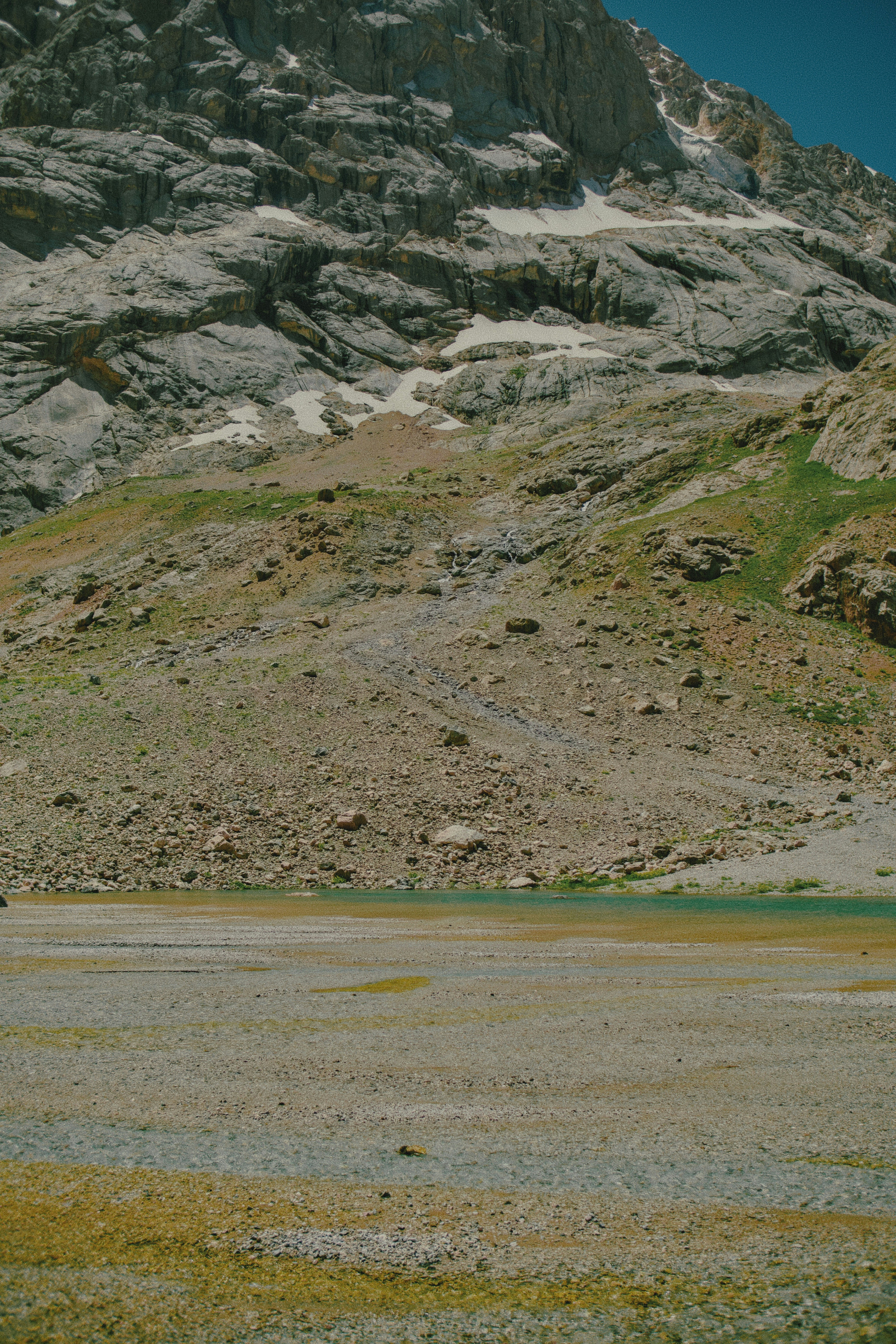 Highland Echoes: A Mountain Basin Under Clear Alpine Sky
