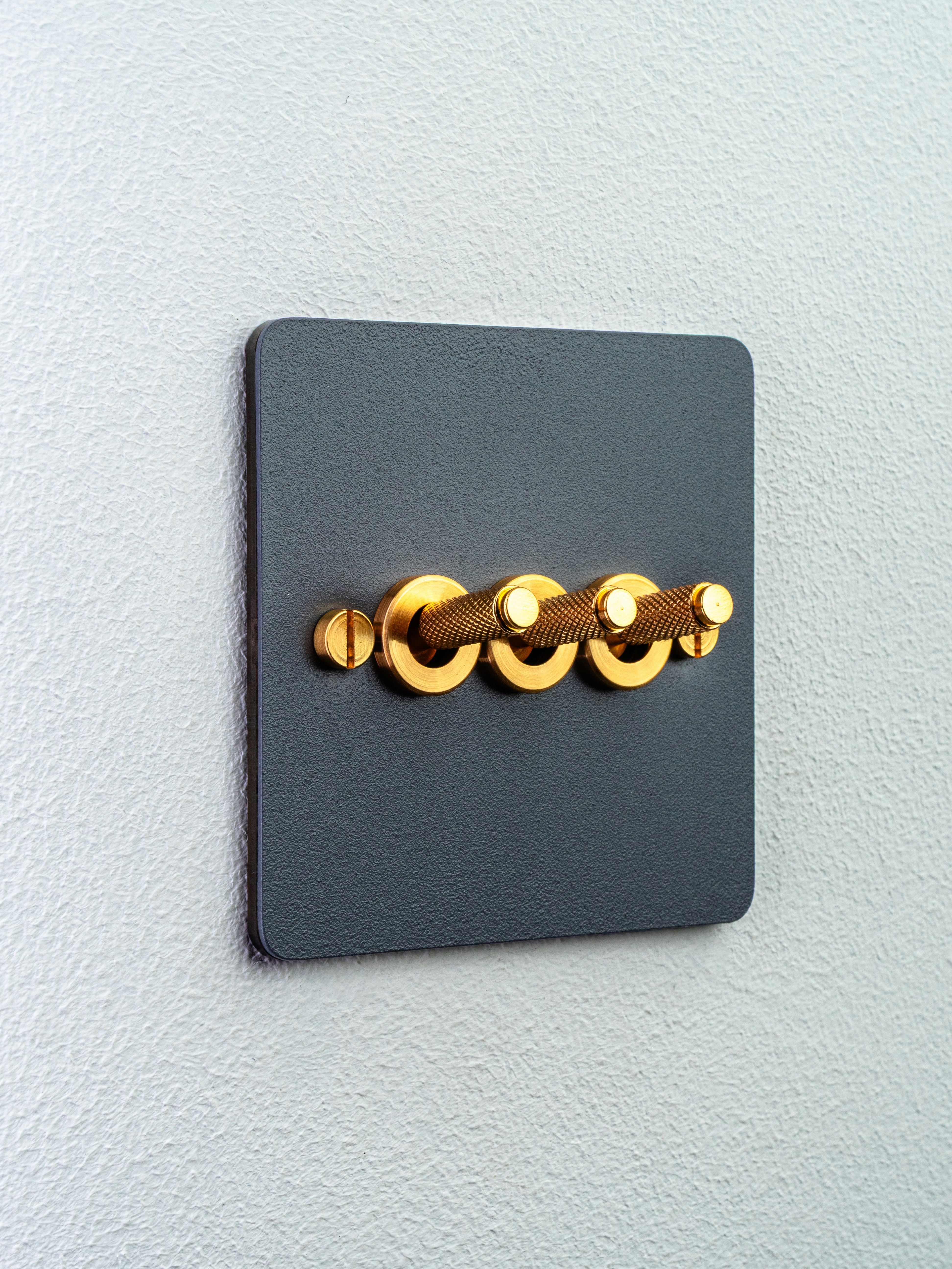 Golden Coat Hooks on a Dark Backplate