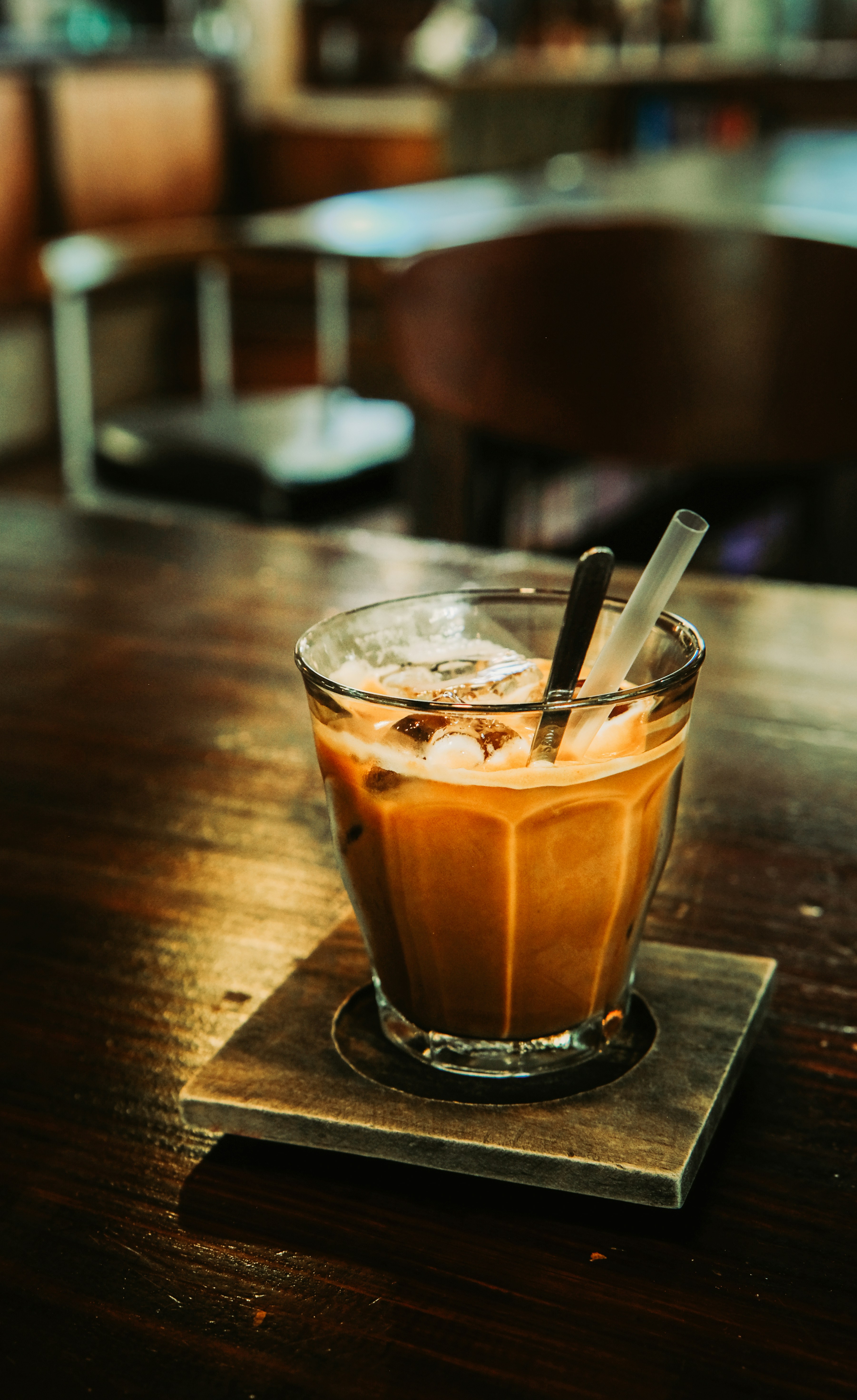 Creamy Coffee on a Quiet Bartop