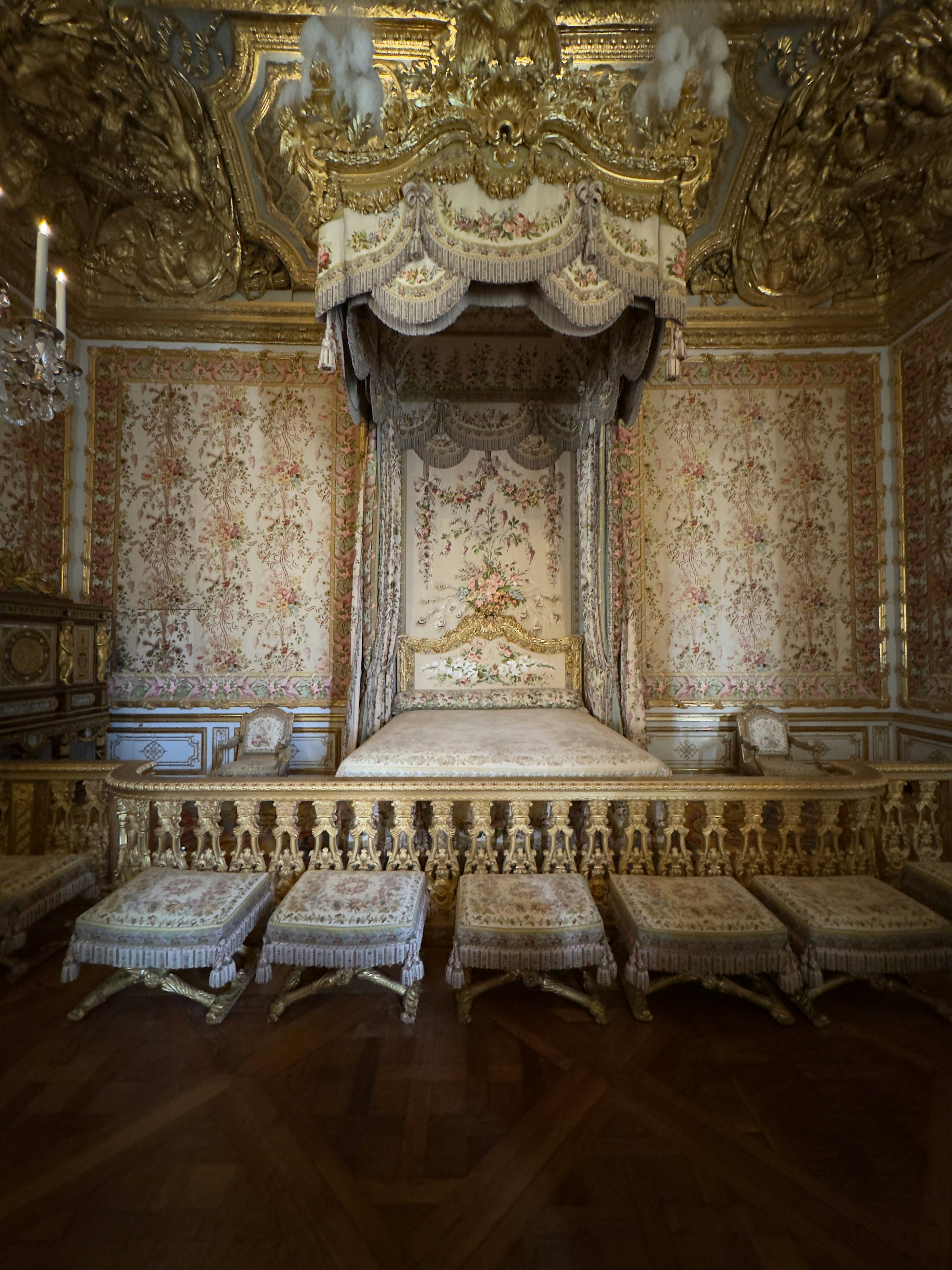 Opulent Canopy Bed in a Rococo Salon