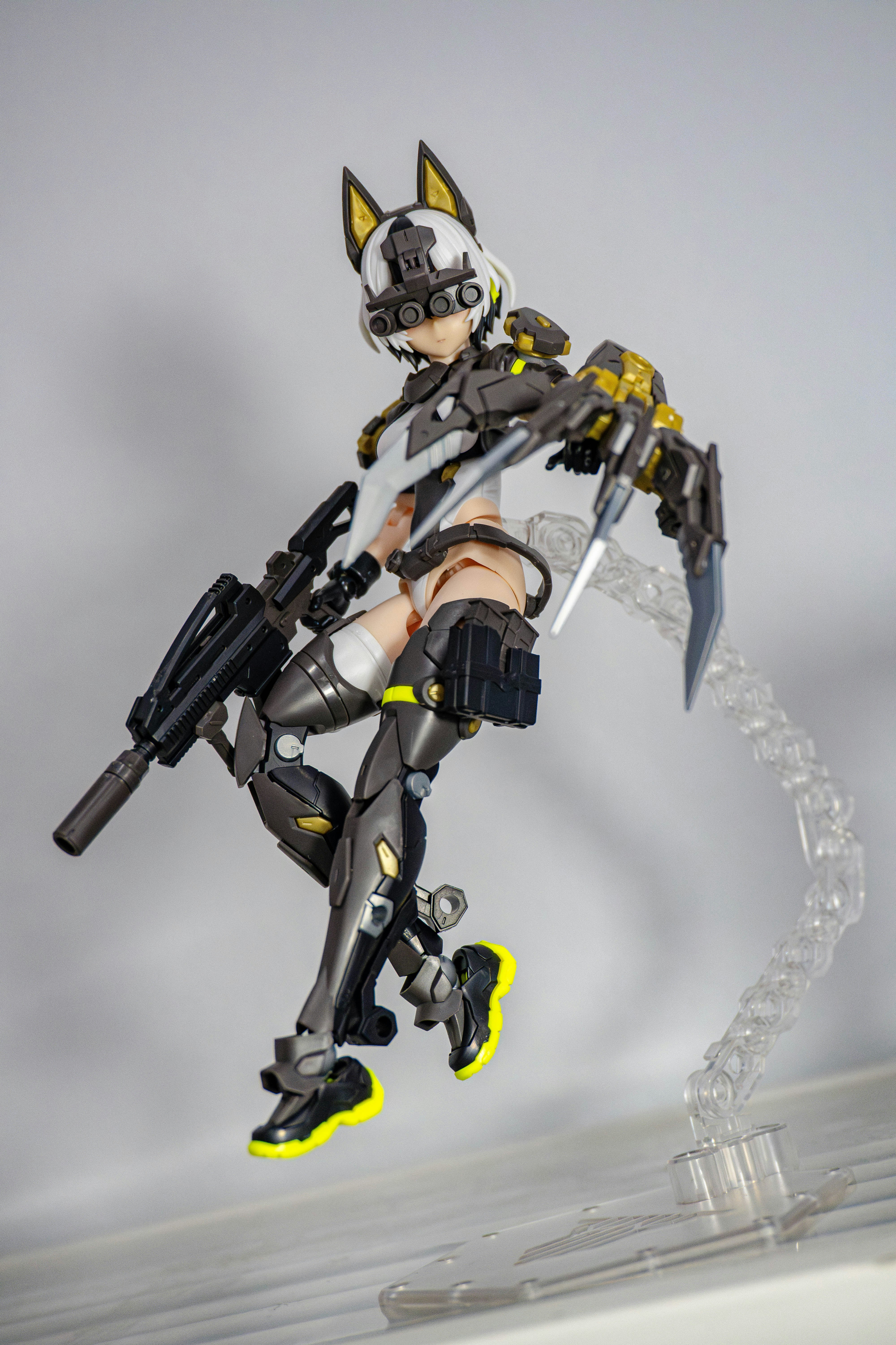 Mecha Ranger in Flight: A Dynamic Action Figure Leap