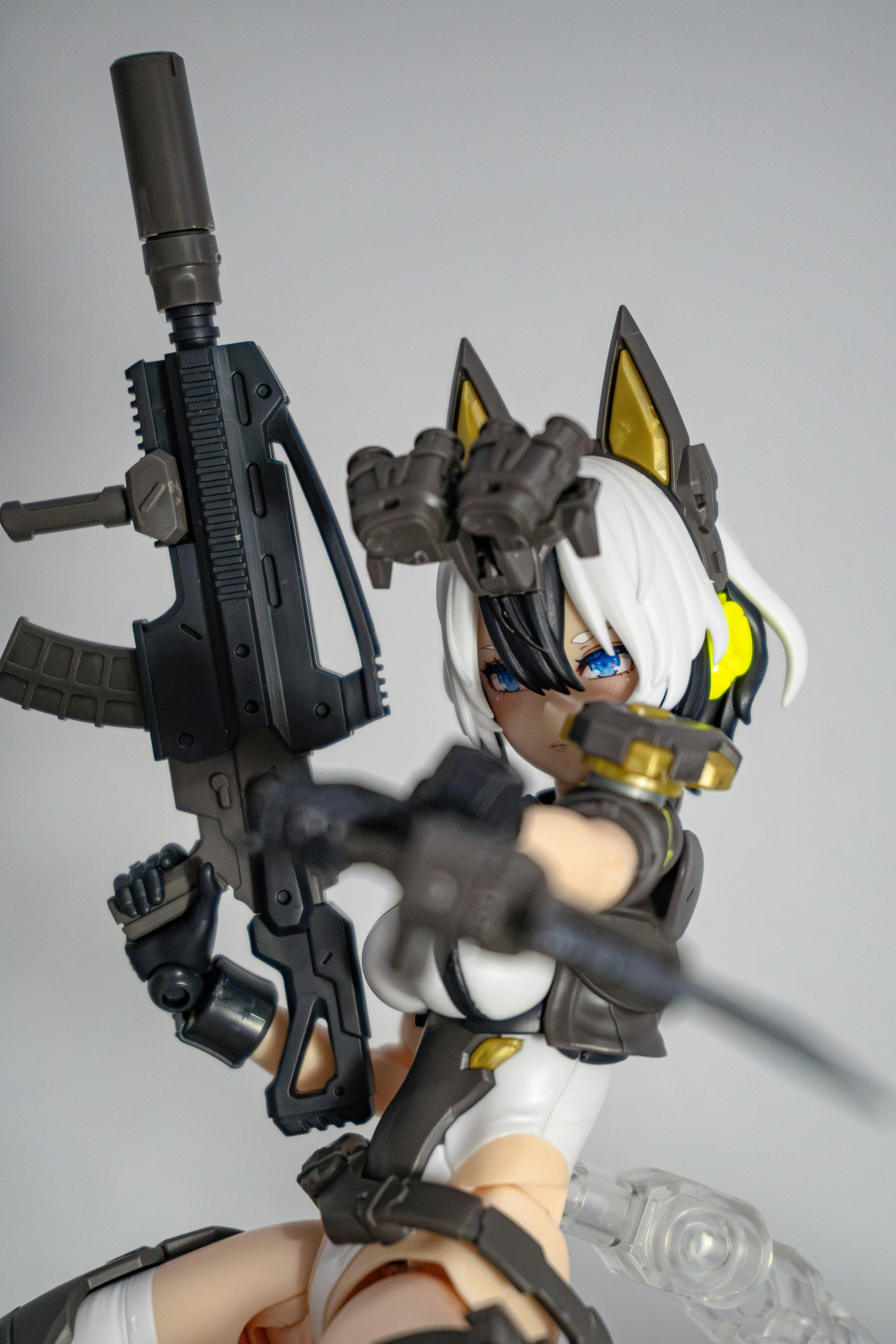Kinetic Precision: Narrowing Focus on a Futuristic Sniper Figure