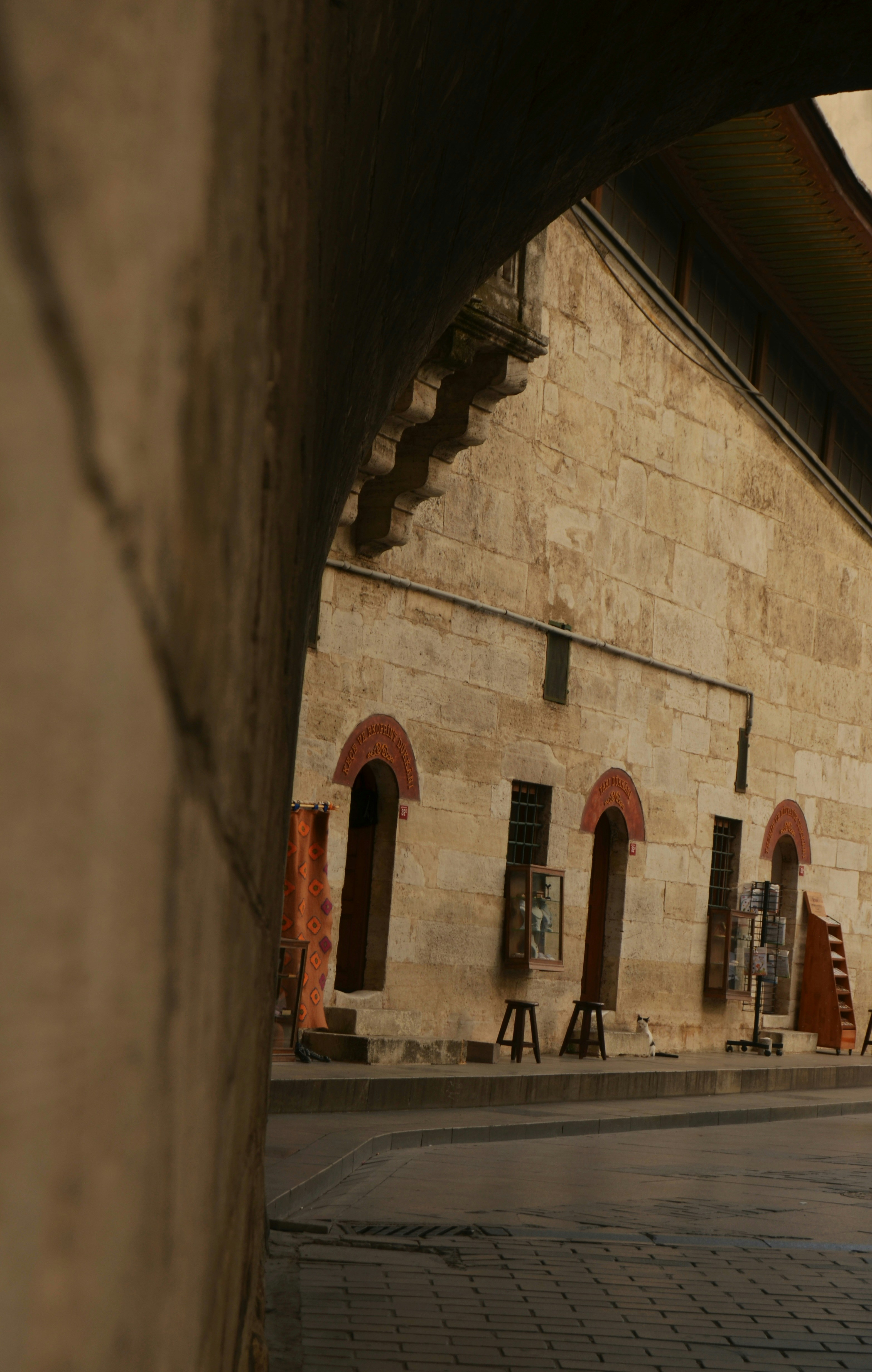Archway Corridor to a Historic Facade