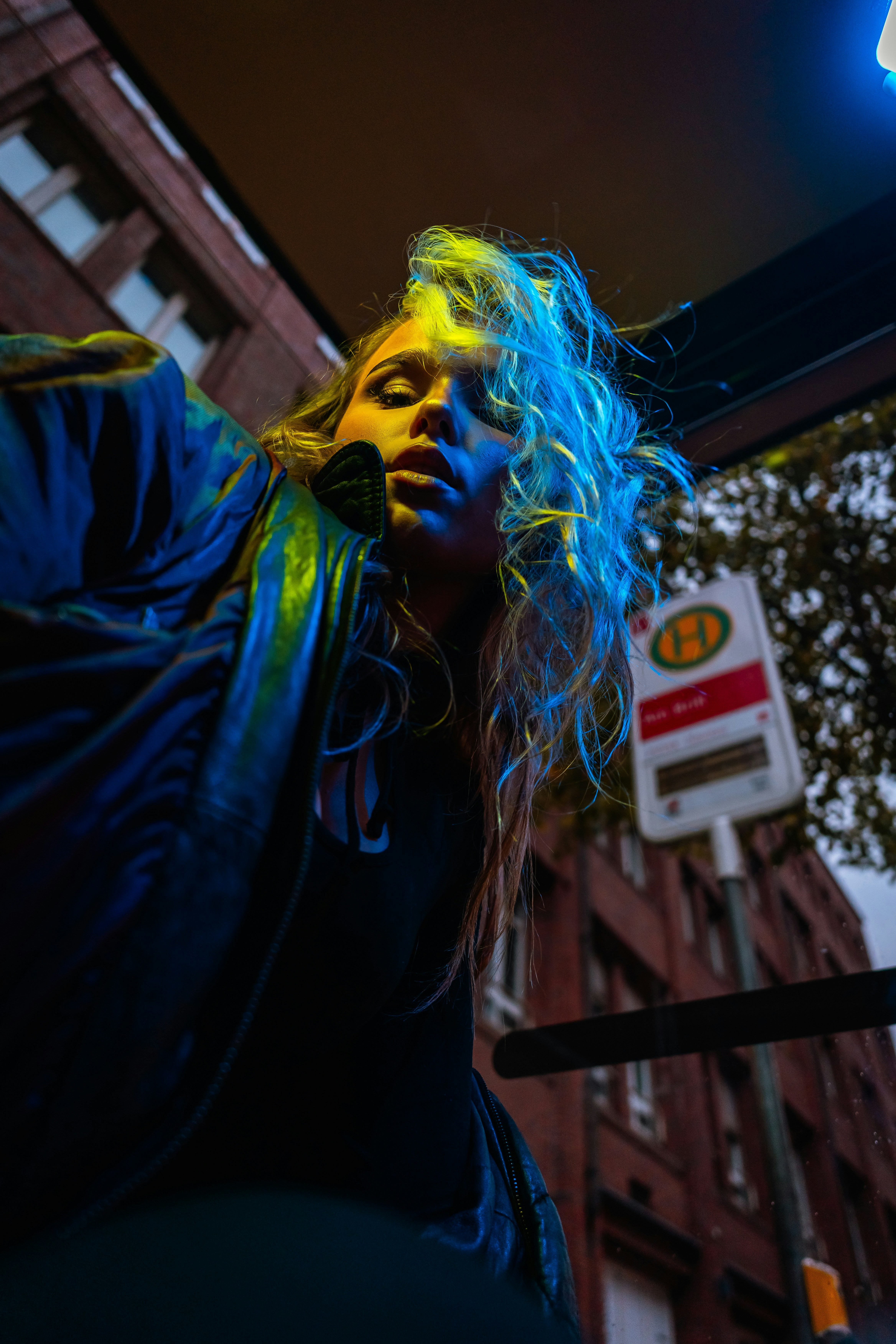 Neon Night Pulse: A City Portrait in Blue and Amber