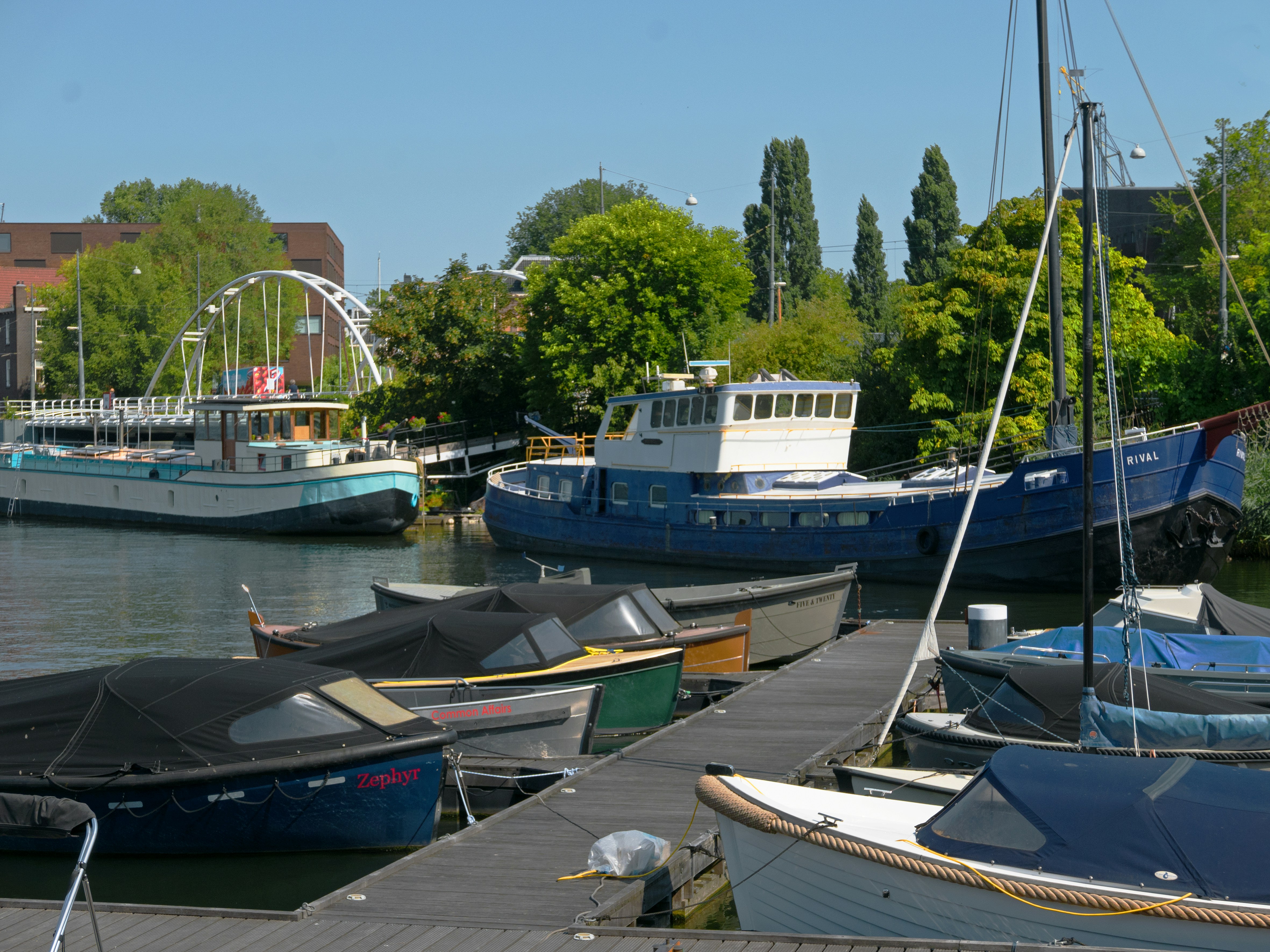 Harbor Boats at Dappled Waterfront