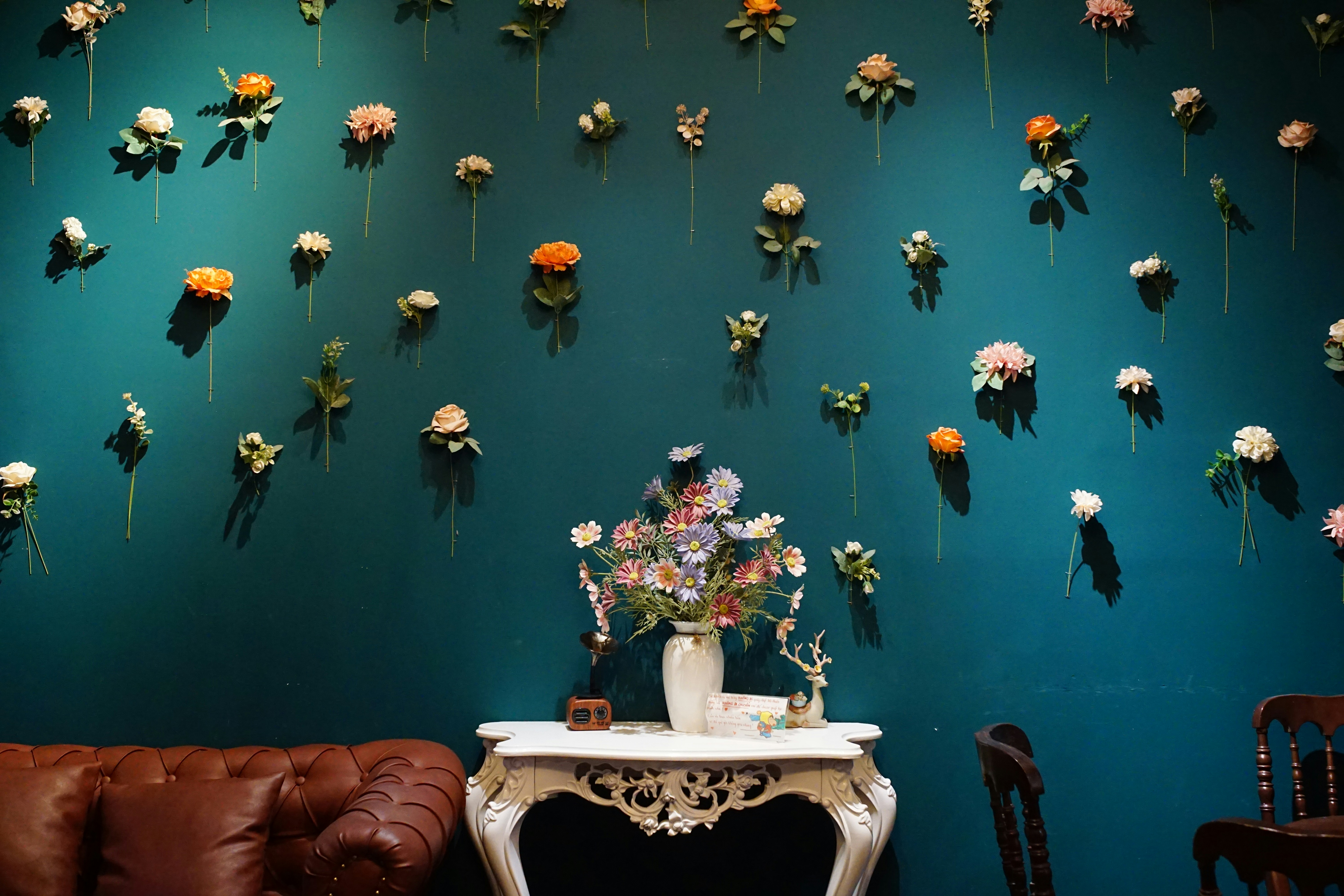 Wall of Florals: A Quiet Corner with Colorful Blooms