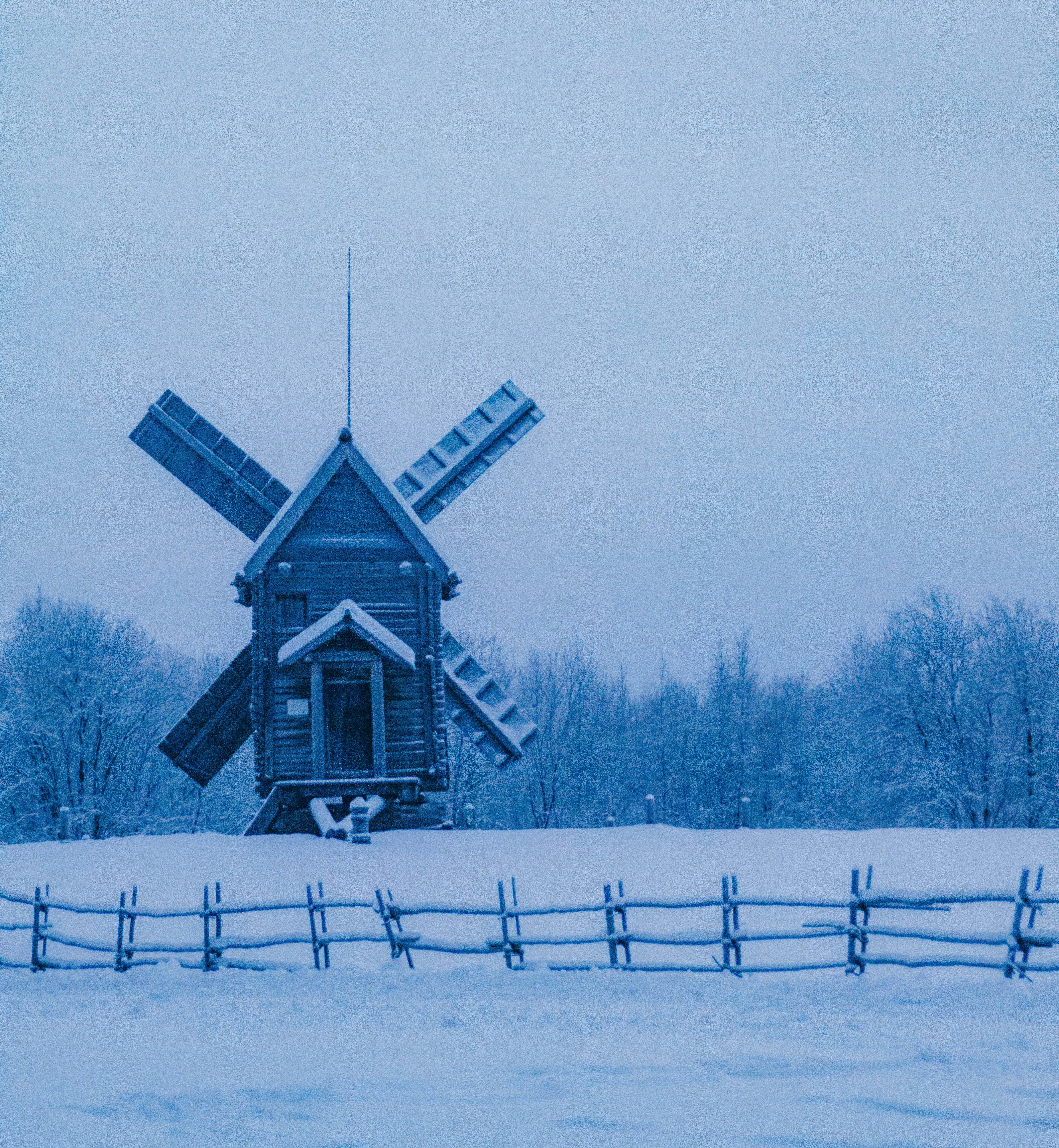 Blue Winter Windmill: Quiet Motion in a SnowfieldKirill Maltcev