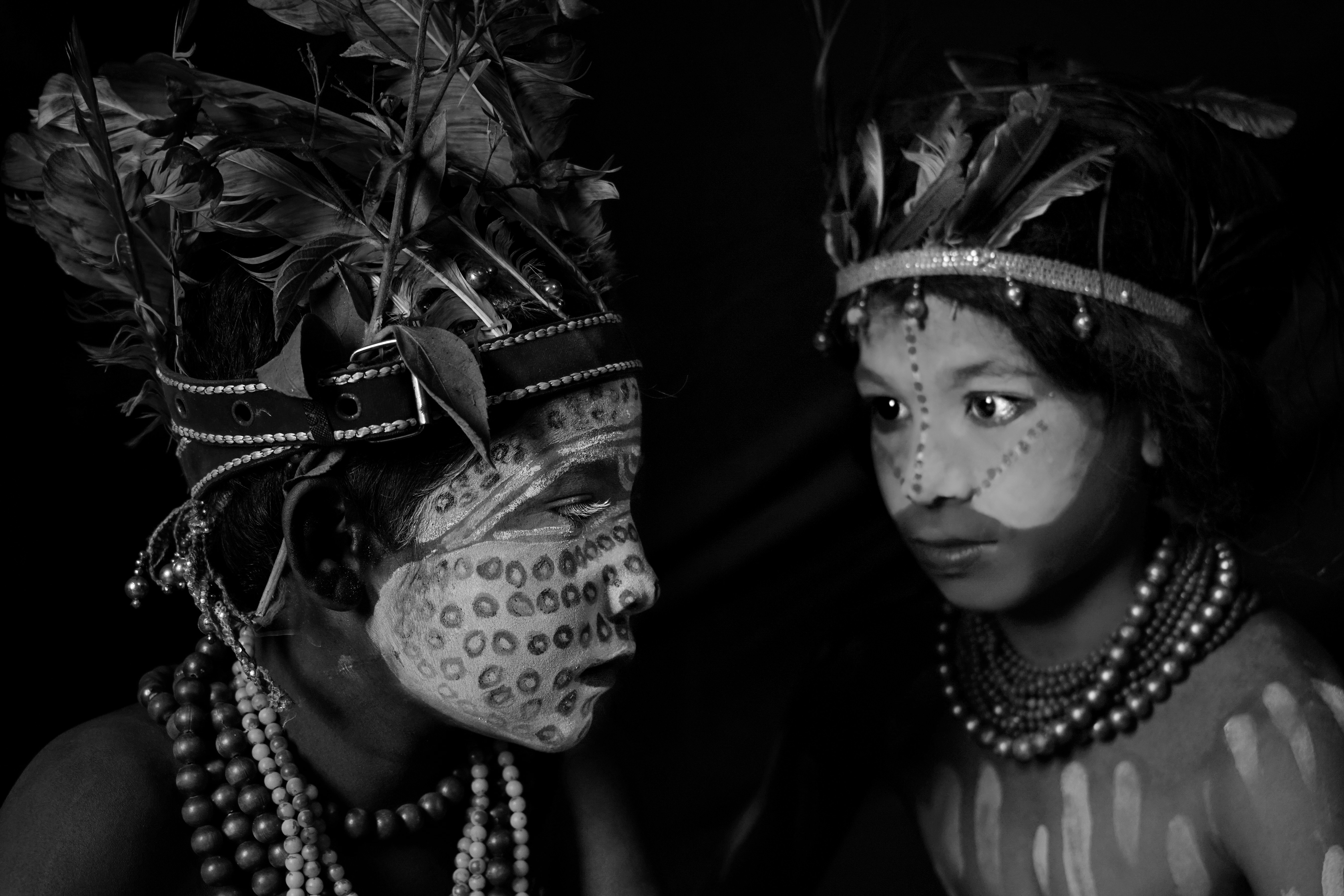Face Paint and beadwork: Quiet Conversation in Monochrome