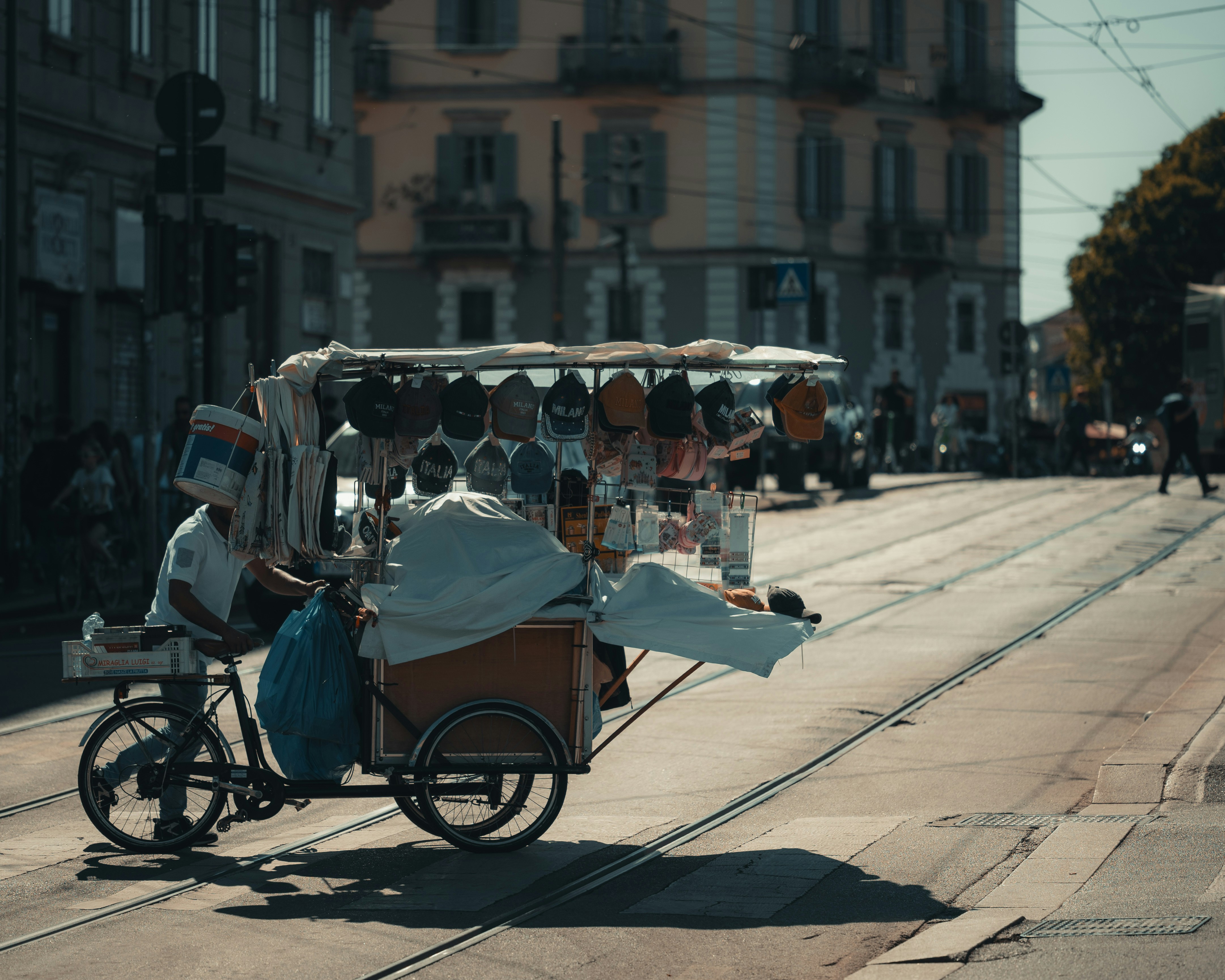Candy Vendor on a City Street: A Quiet Portrait of Motion