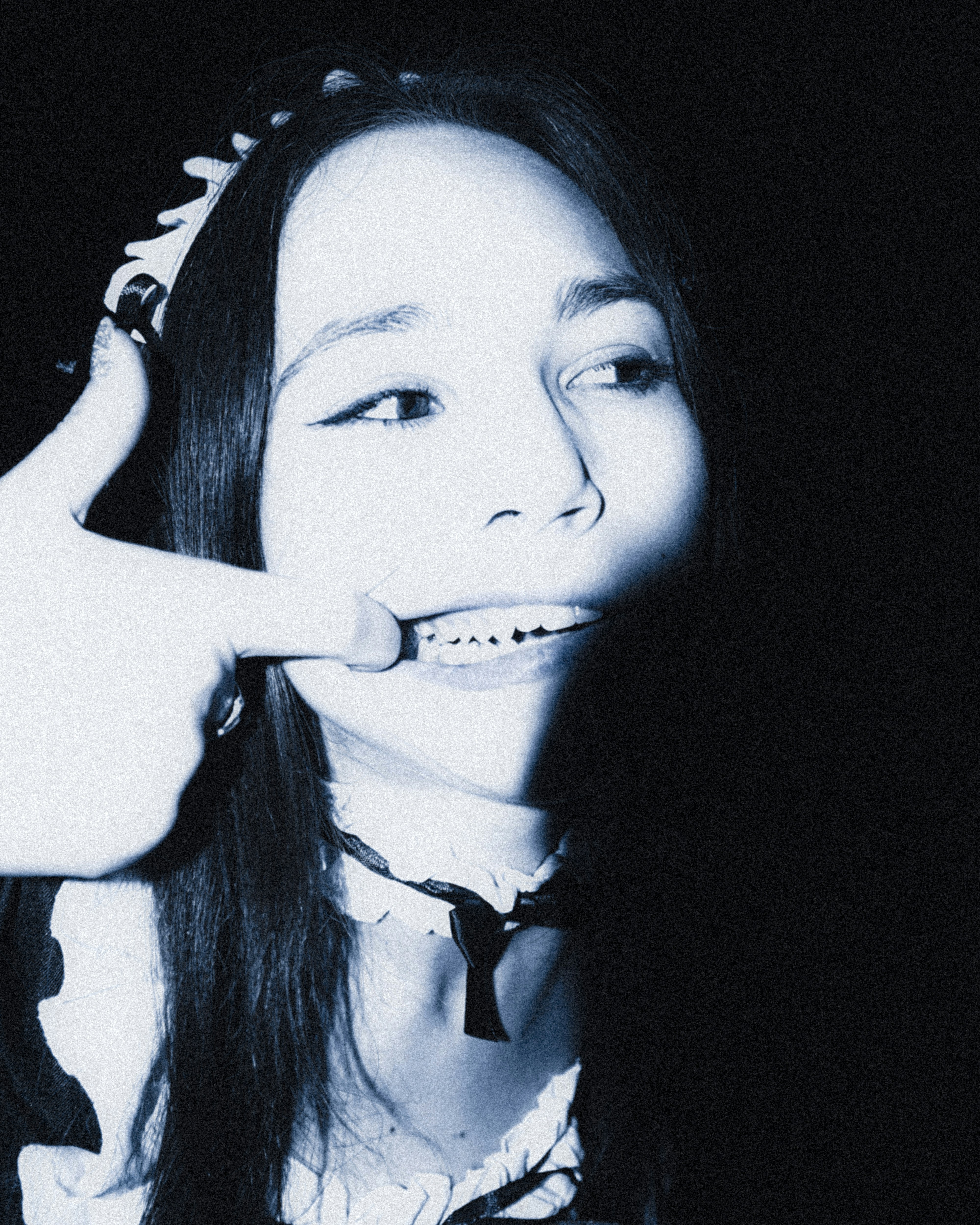 Moonlit Grin: a intimate blue-tinted portrait