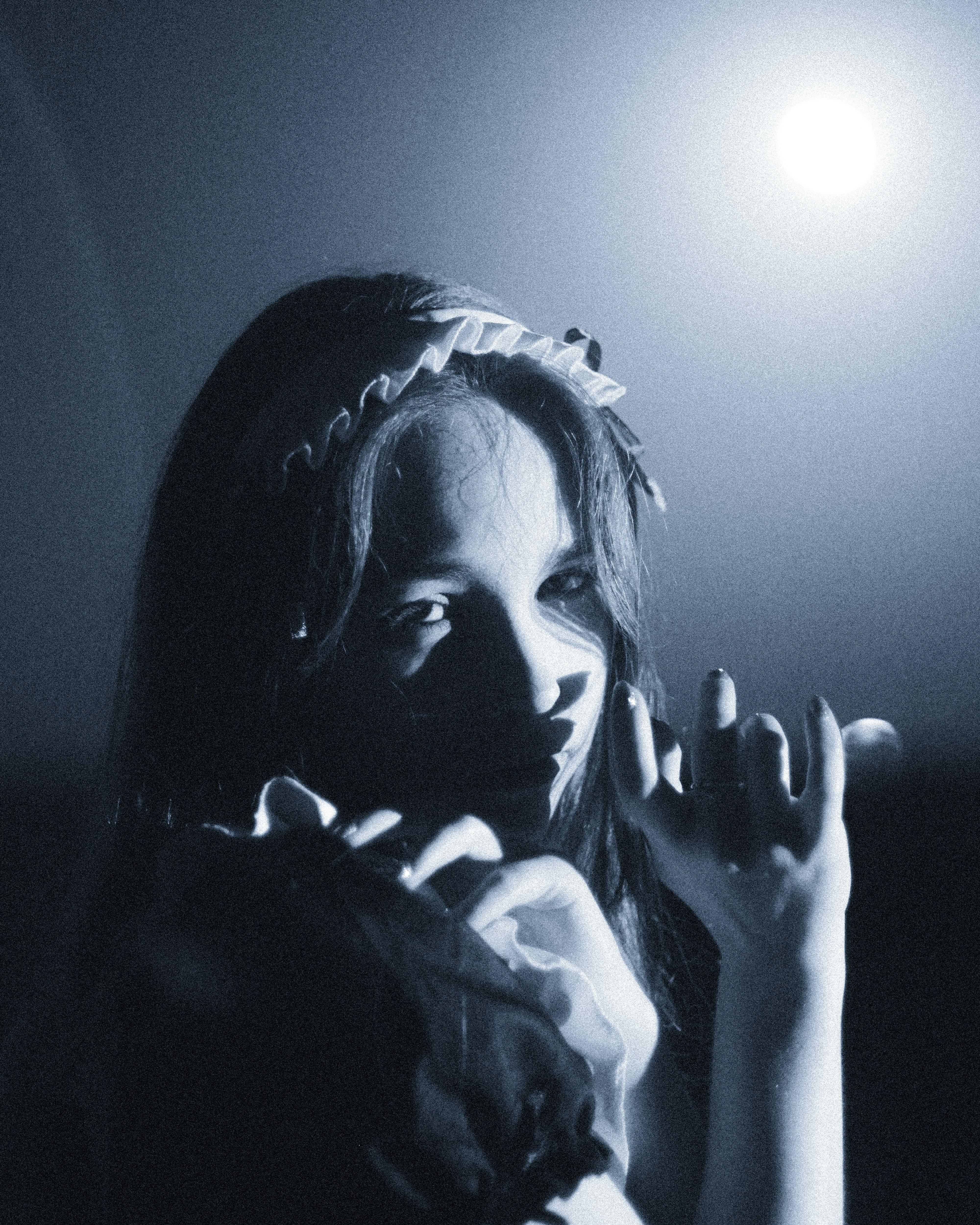 Moonlit Veil: A Softly Lit Portrait in Cool Tones