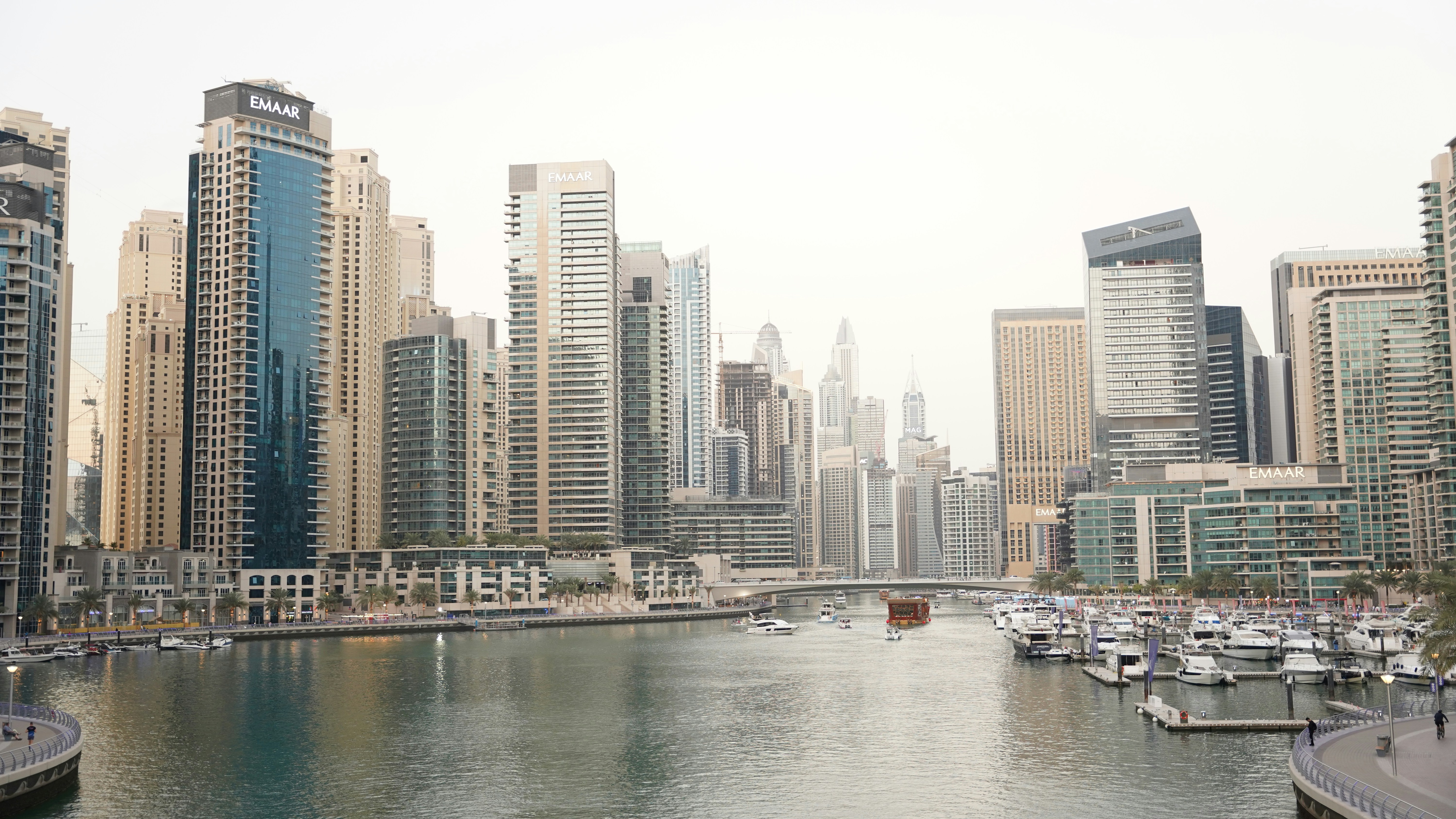 Harbor Crown: Dawn Over a Modern Marina Skyline