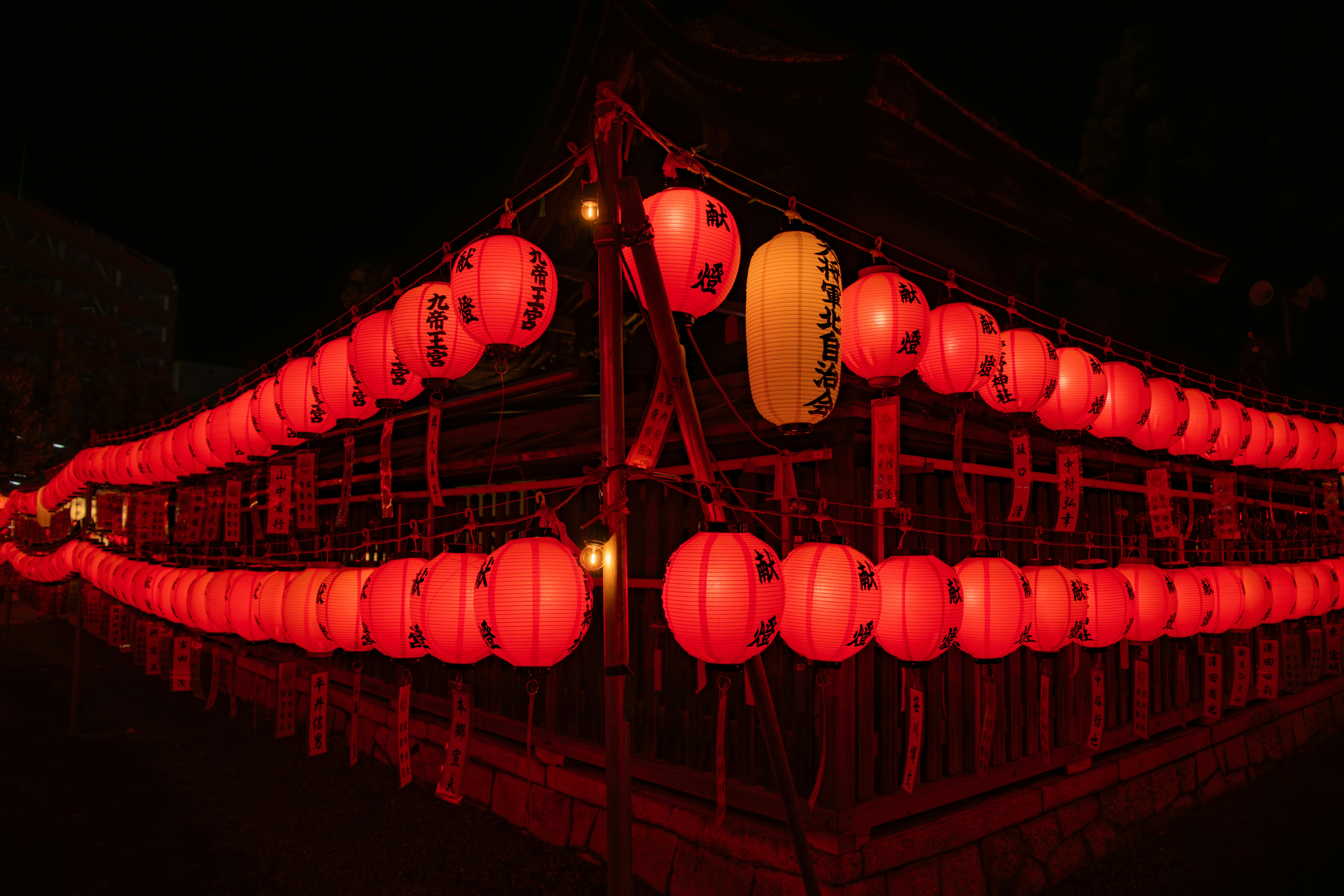 Lantern Corridor: Red Orbs Guiding the Night