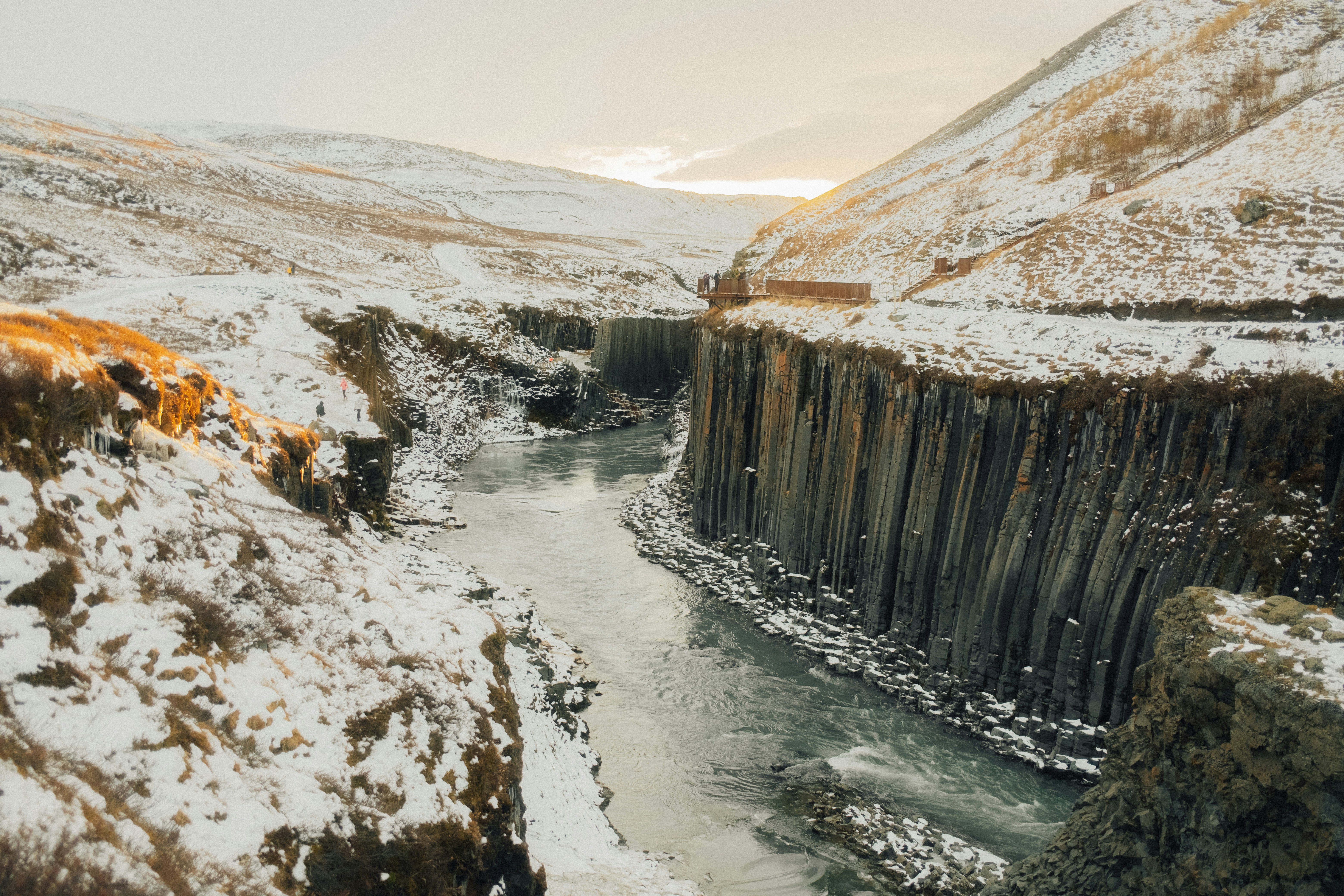 Snowbound Column Gorge at Dusk