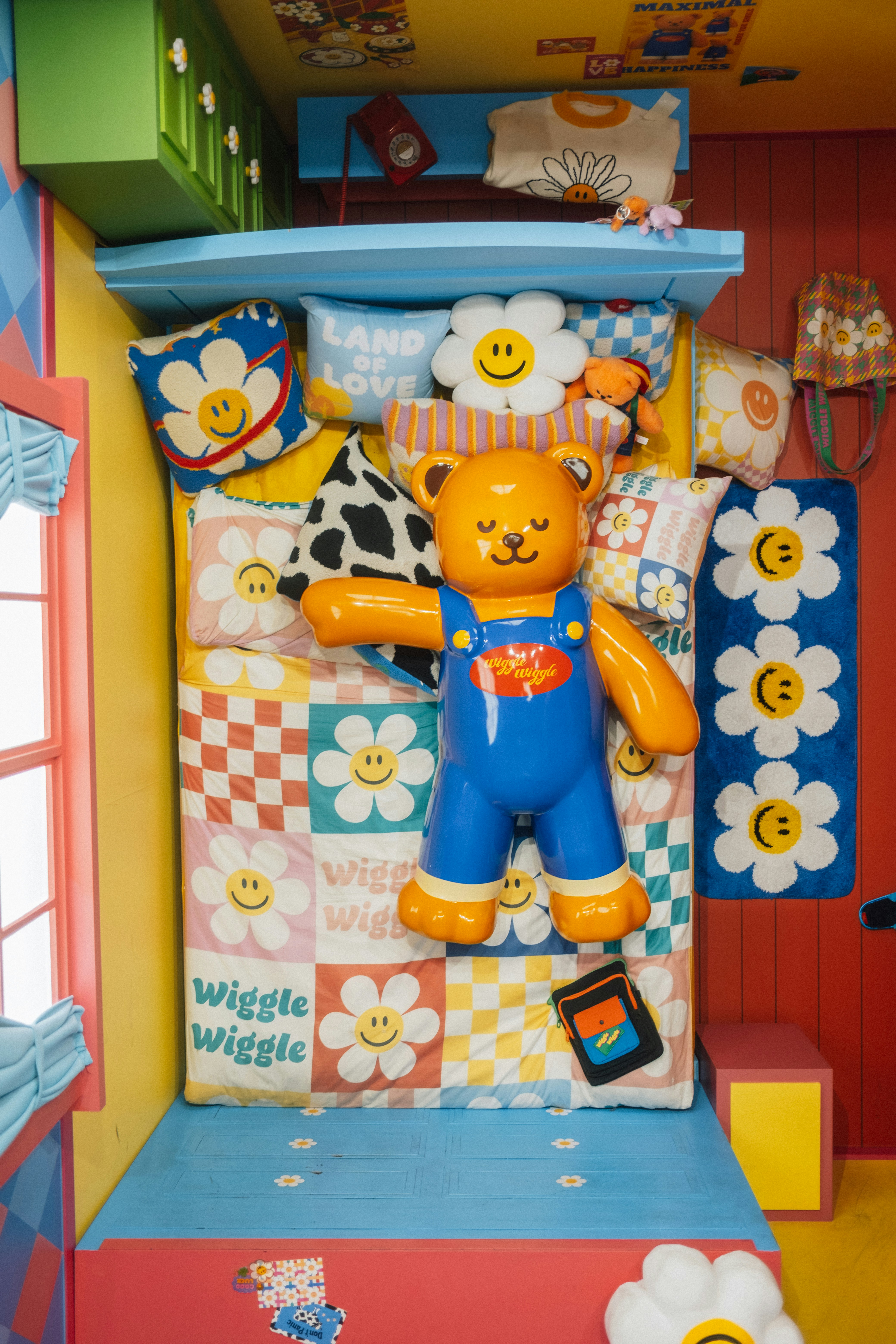 Playful Gummy Bear in a Colorful Sleepover Scene