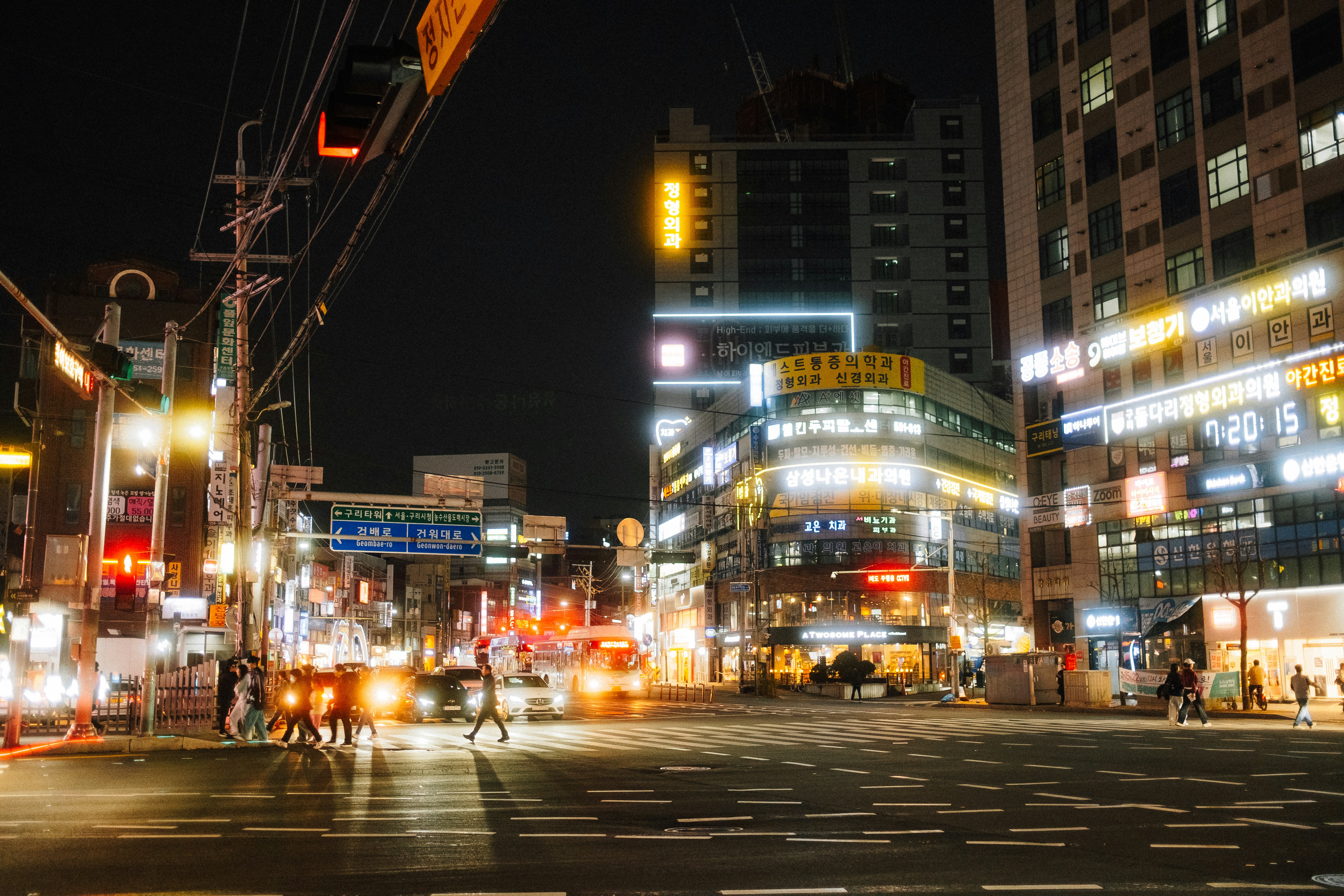 Neon Veins of a Night Crosswalk