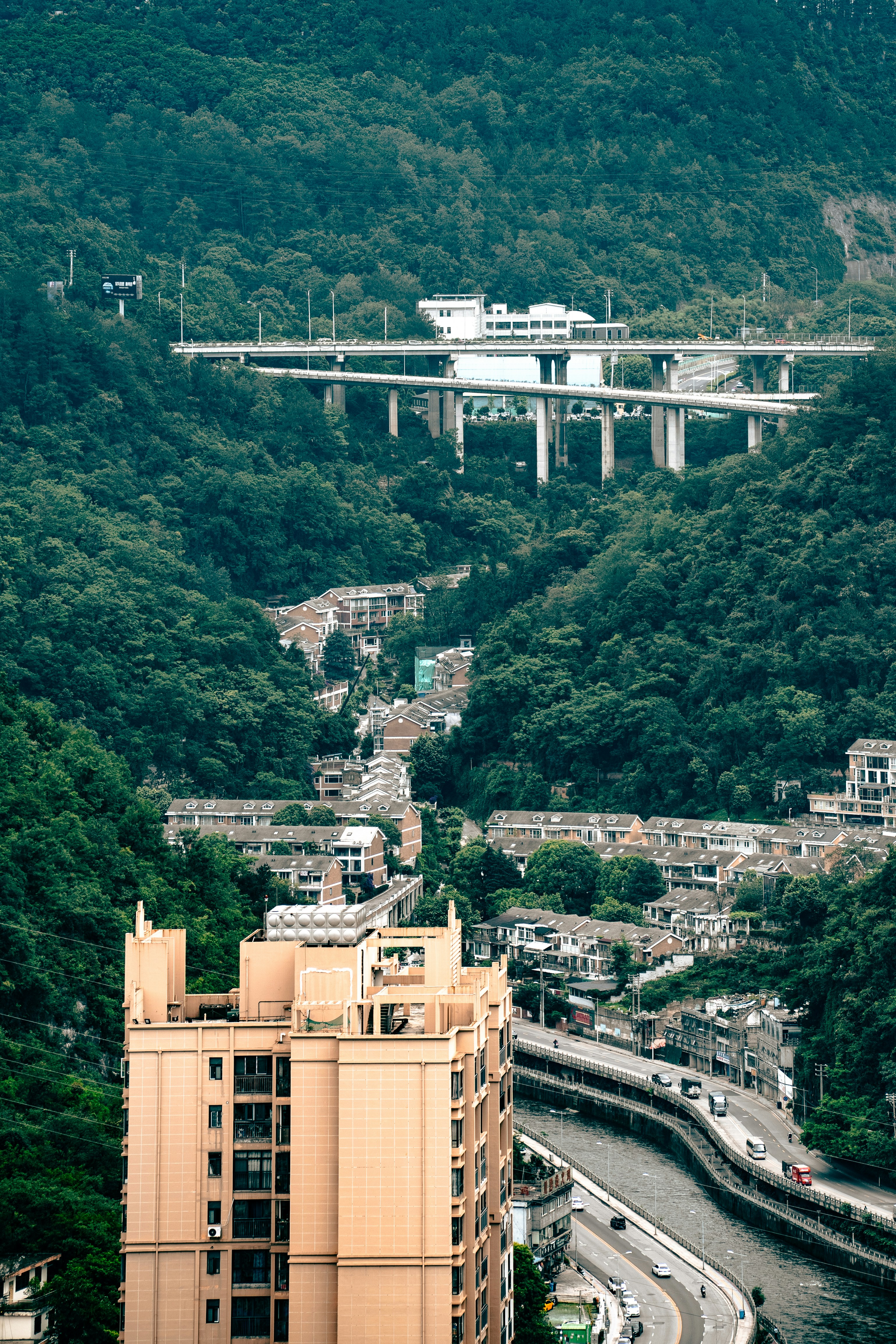 Concrete Bridge Piercing a Valley: A Quiet Urban Ridge
