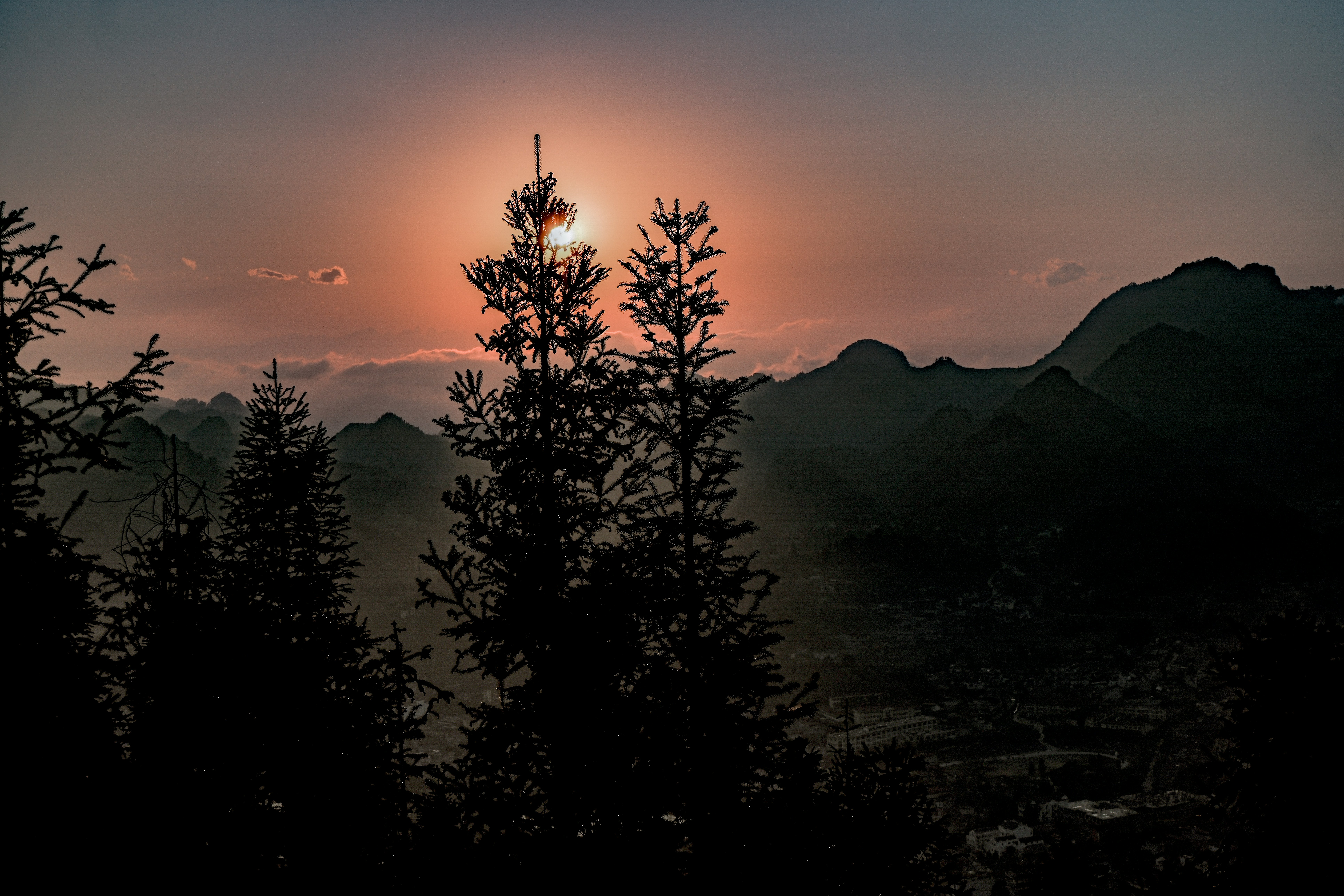 Sunset Veil over Silent Pines