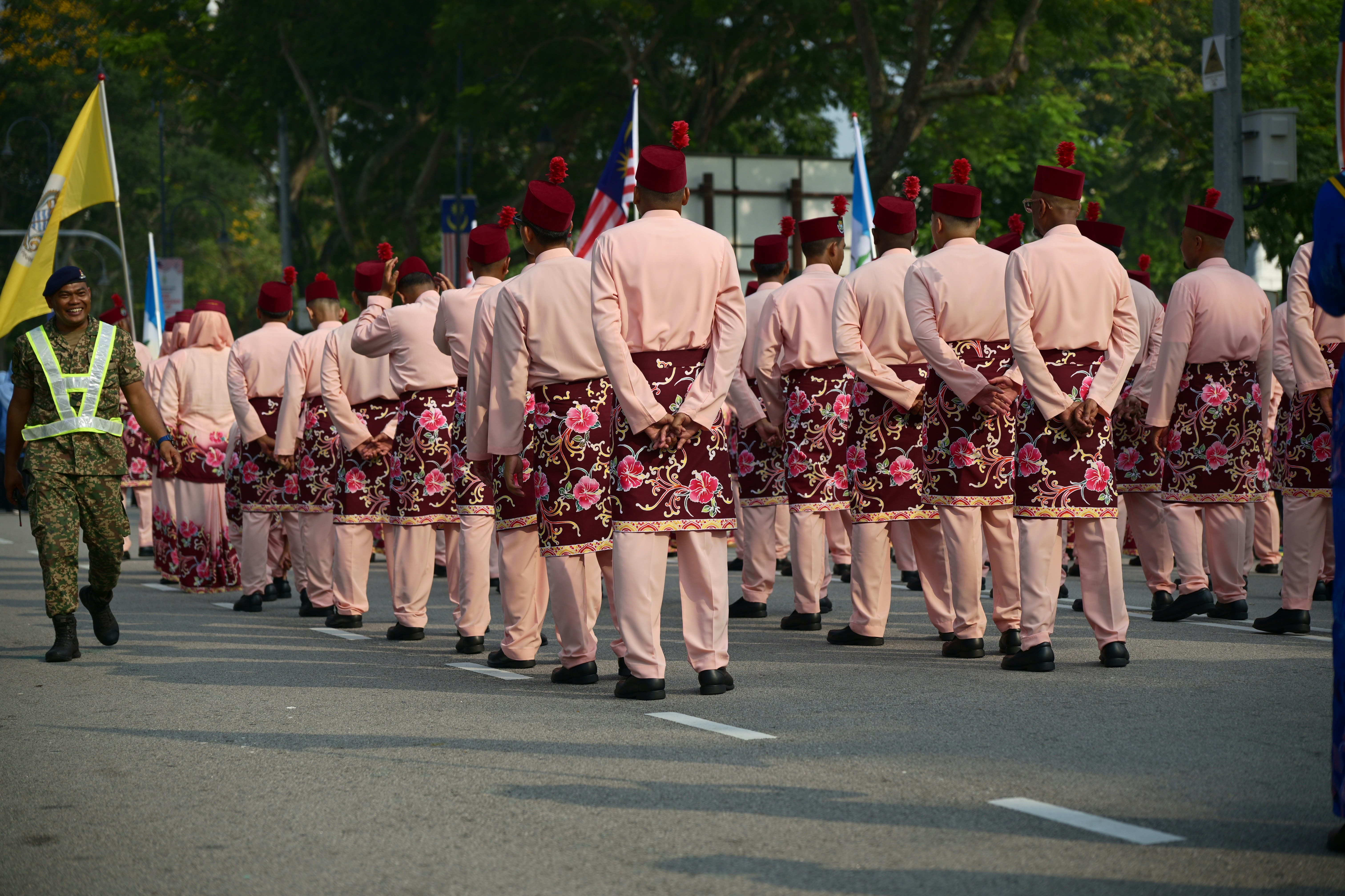 Line of Pink Uniforms: A Parade of Precision