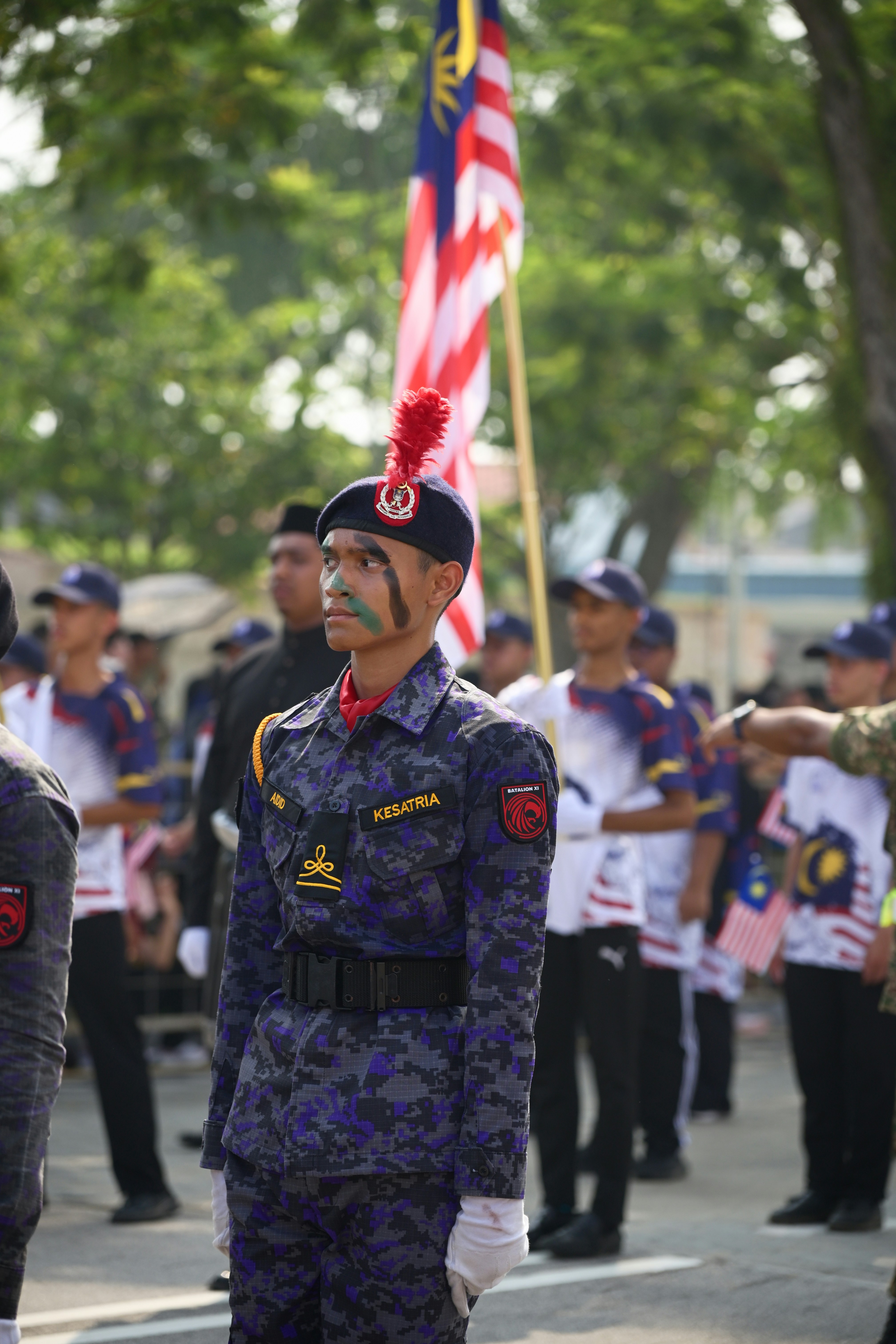 Ceremonial Guard in Profile with Flag at Dawn of Parade