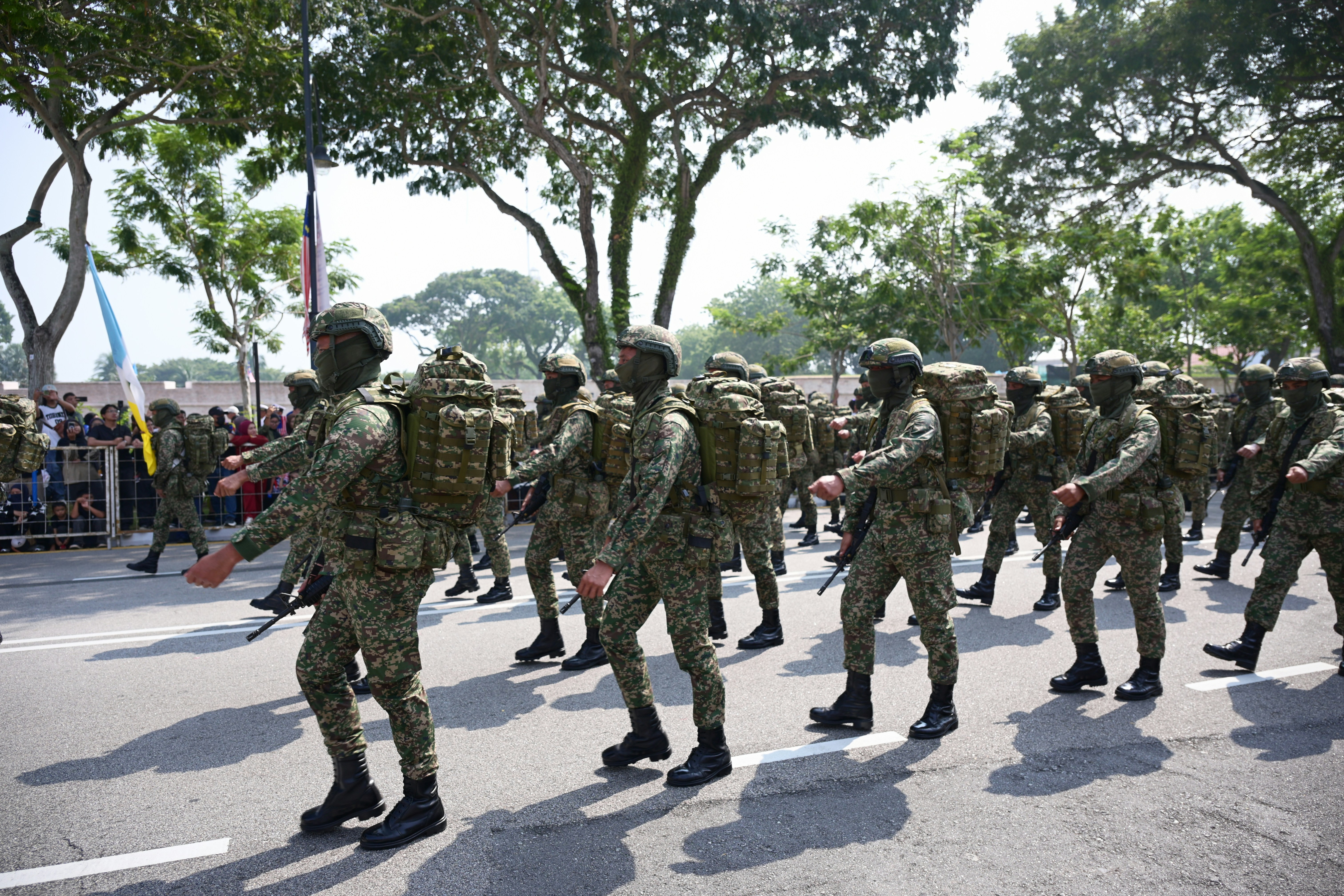 Marching Formation under Dappled Shade