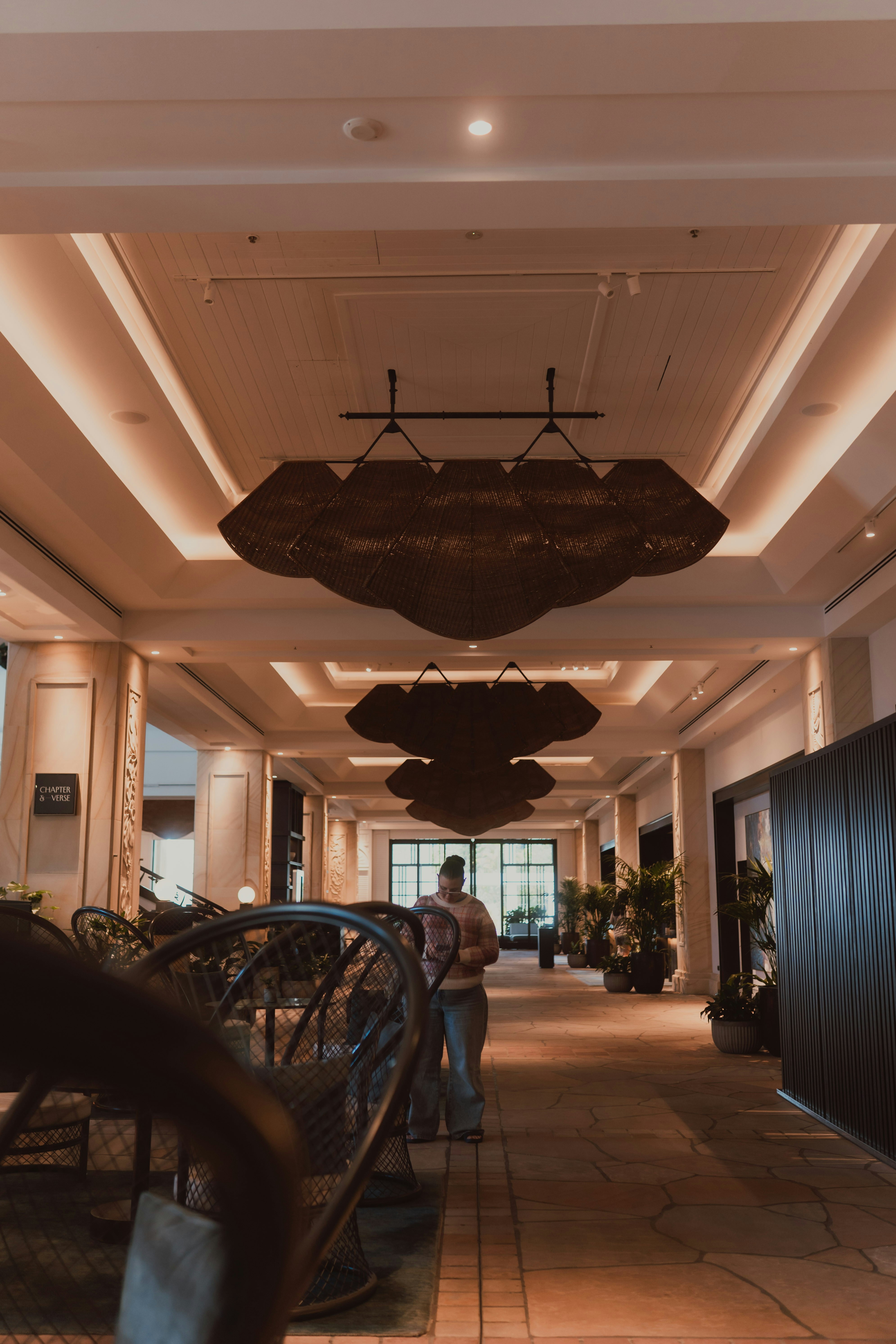 Symmetrical Atrium Silhouettes under Floating Canopy