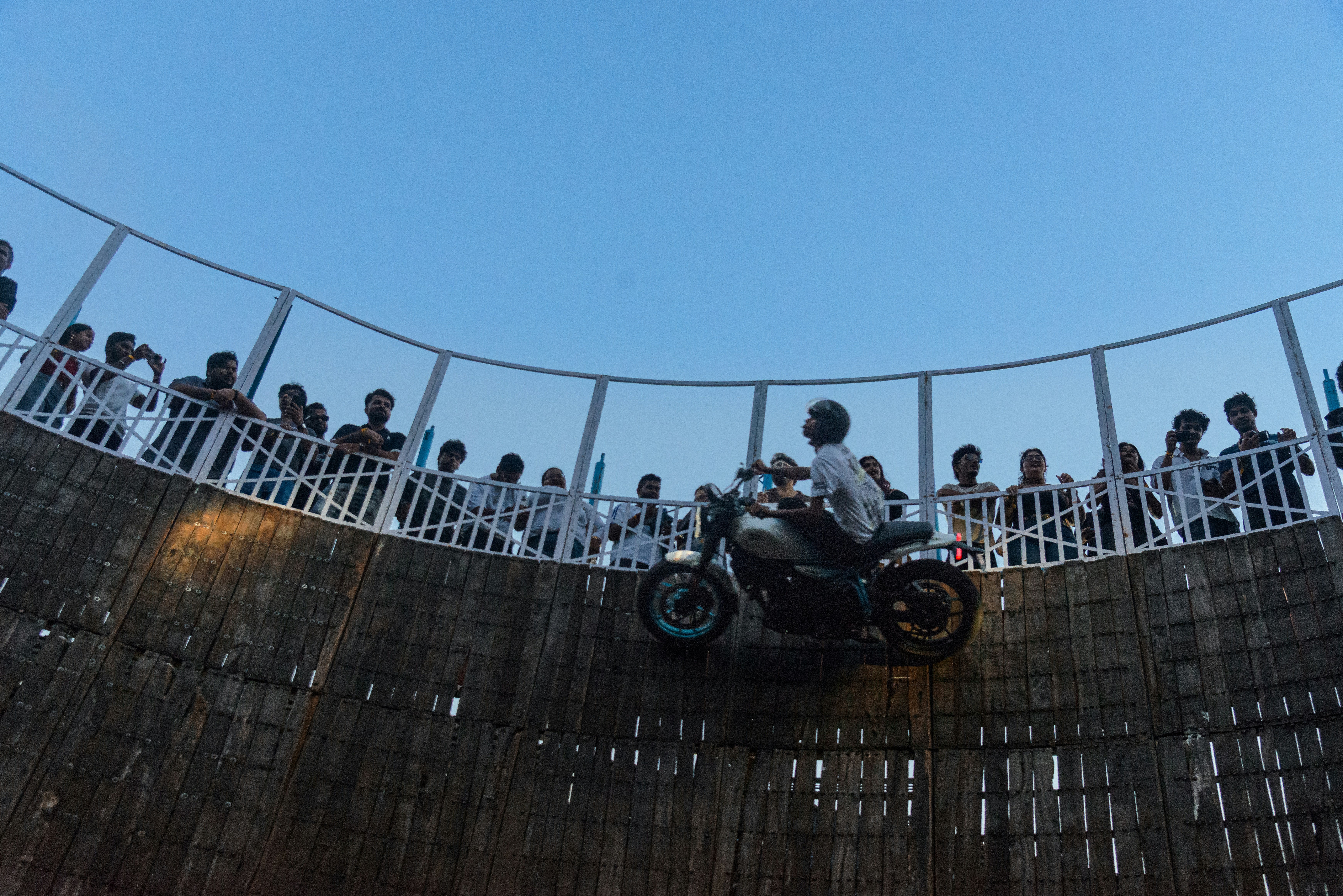 Midair Moment: Rider Balancing Between Curved Gorge of Cheers