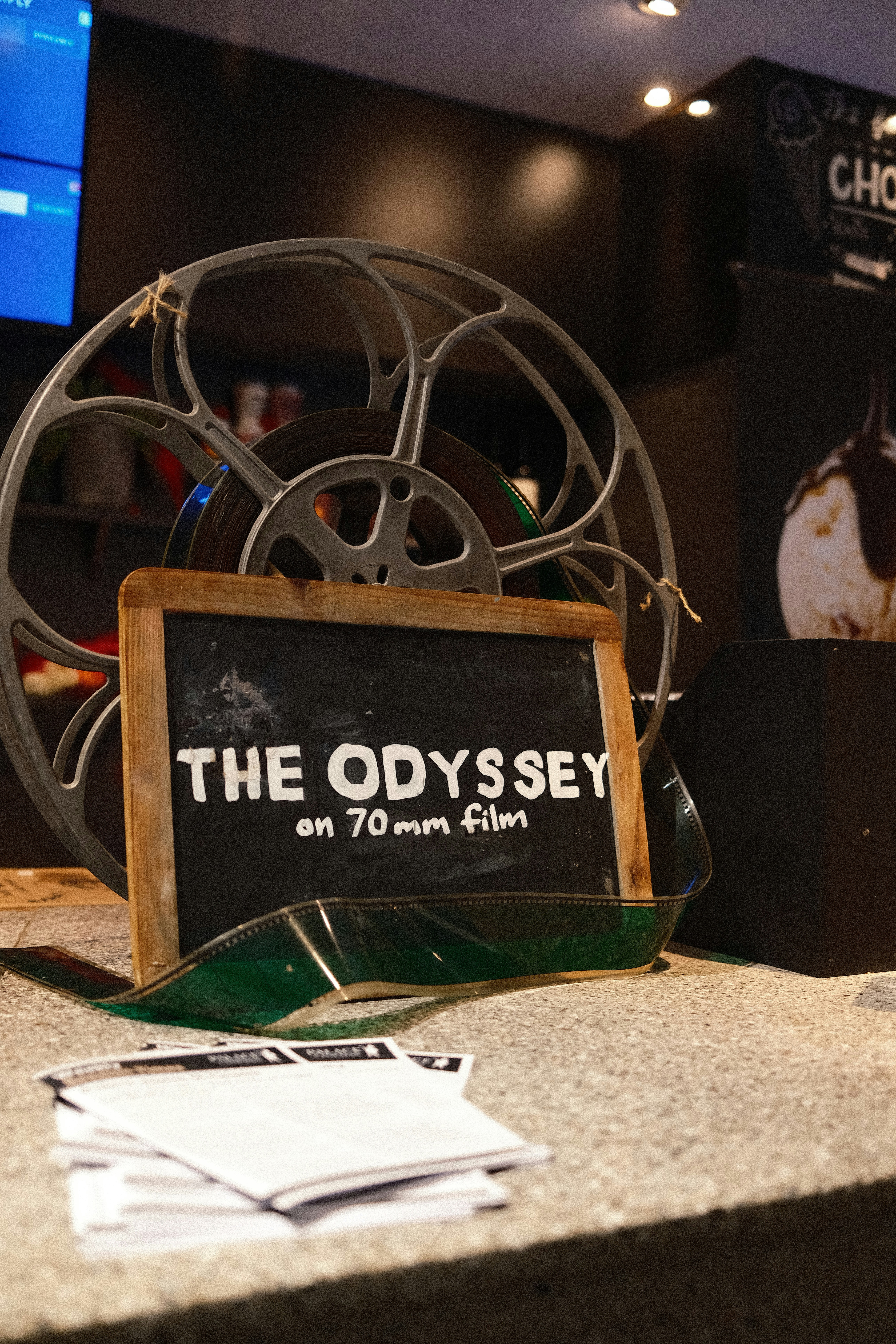 The Odyssey on 70mm Film: A Chalkboard Tale Beside a Reels of Time