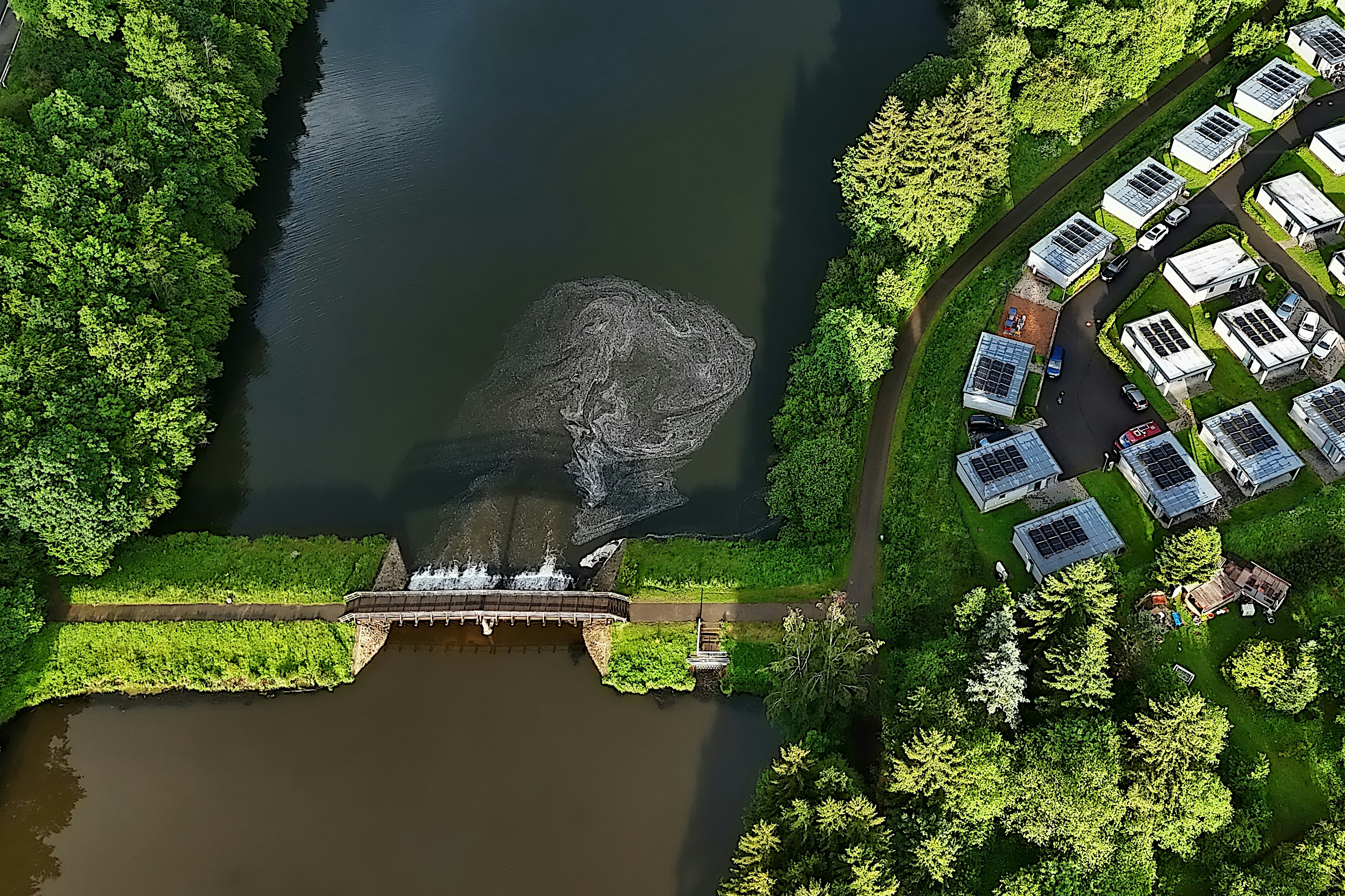 Aerial Overlook: Bridge, Waterway and Modern Ridges