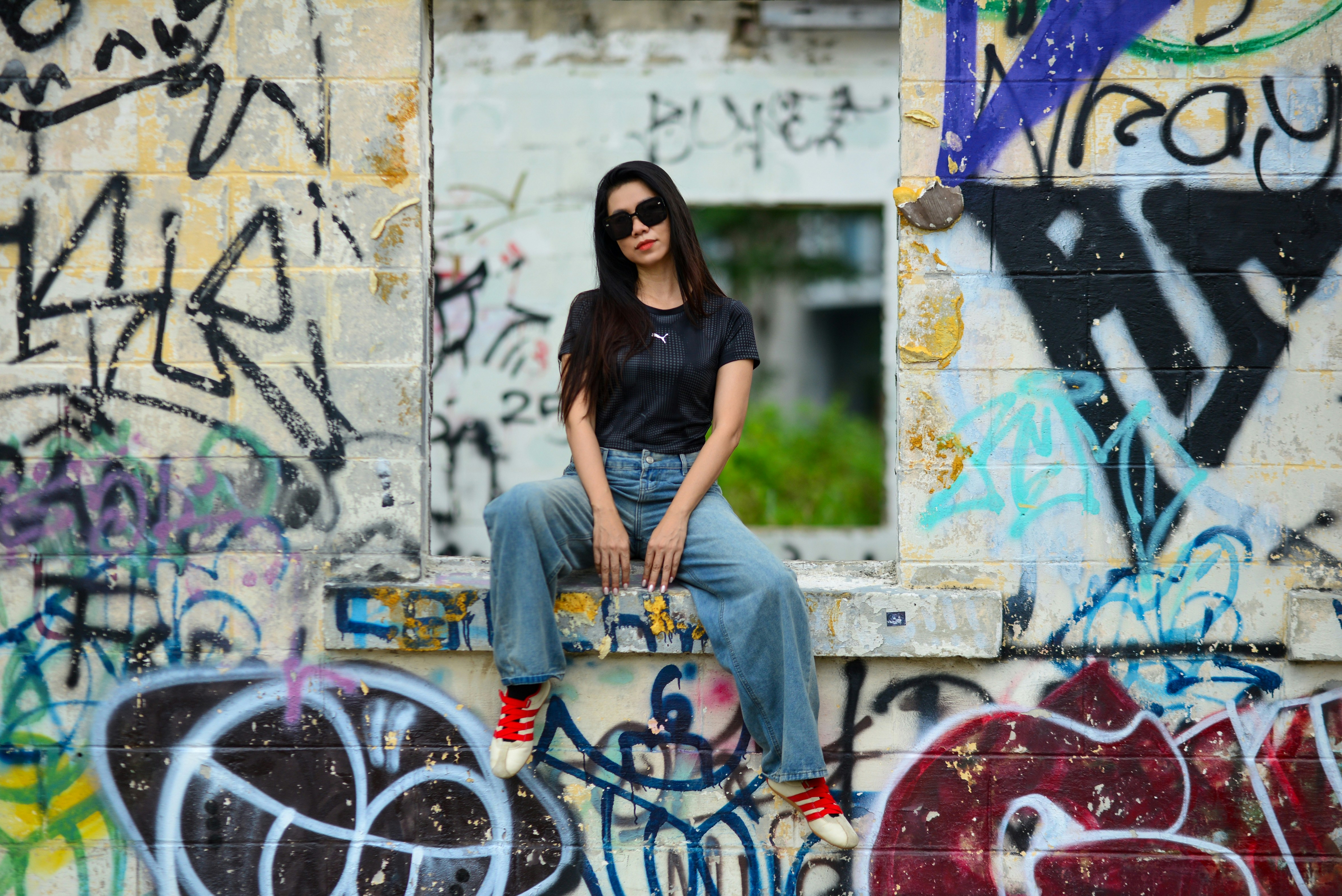 Graffiti Gallery Studio: A Youthful Quiet Moment on the Bright Wall