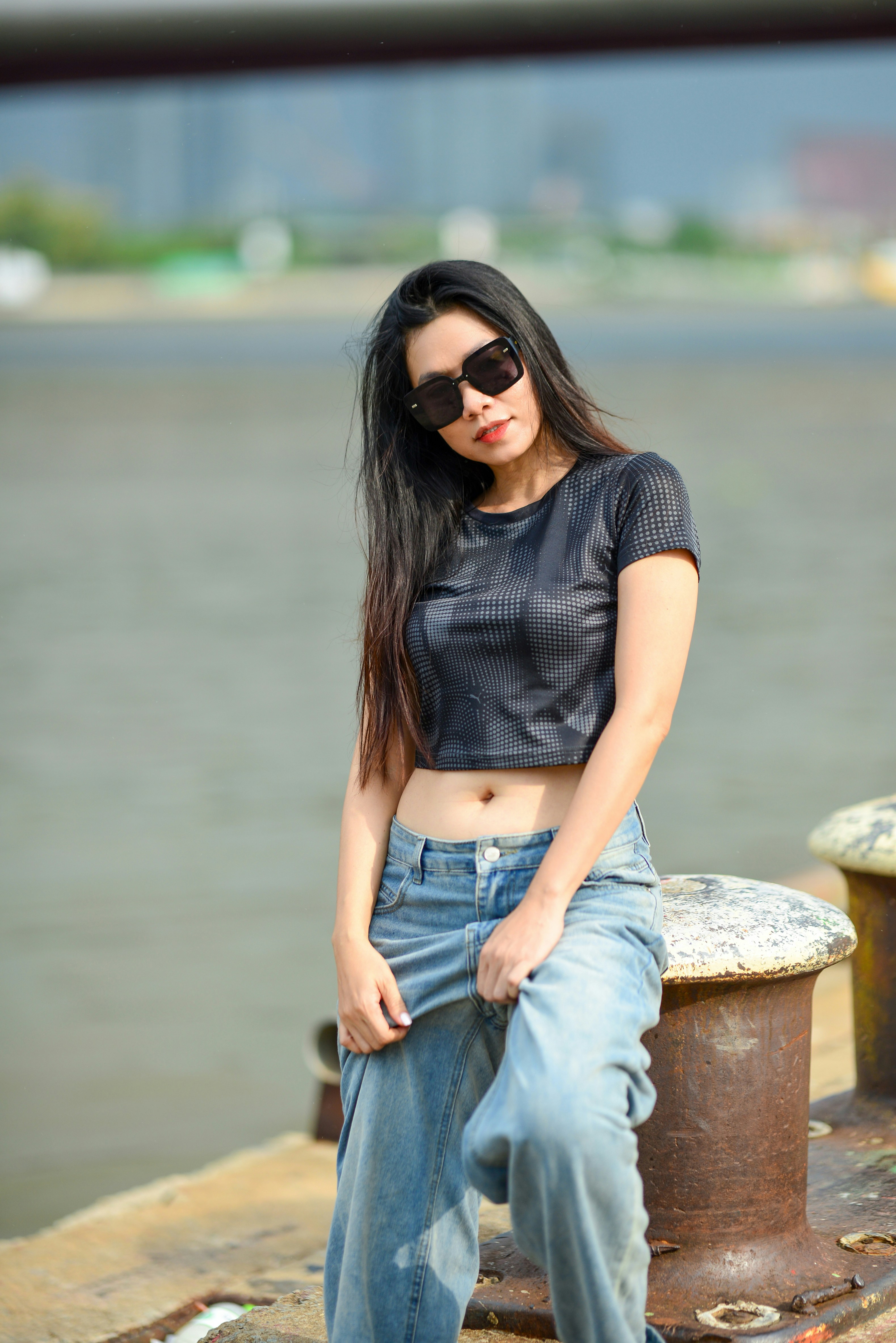 Urban Vibe: A Cropped Portrait on the Pier