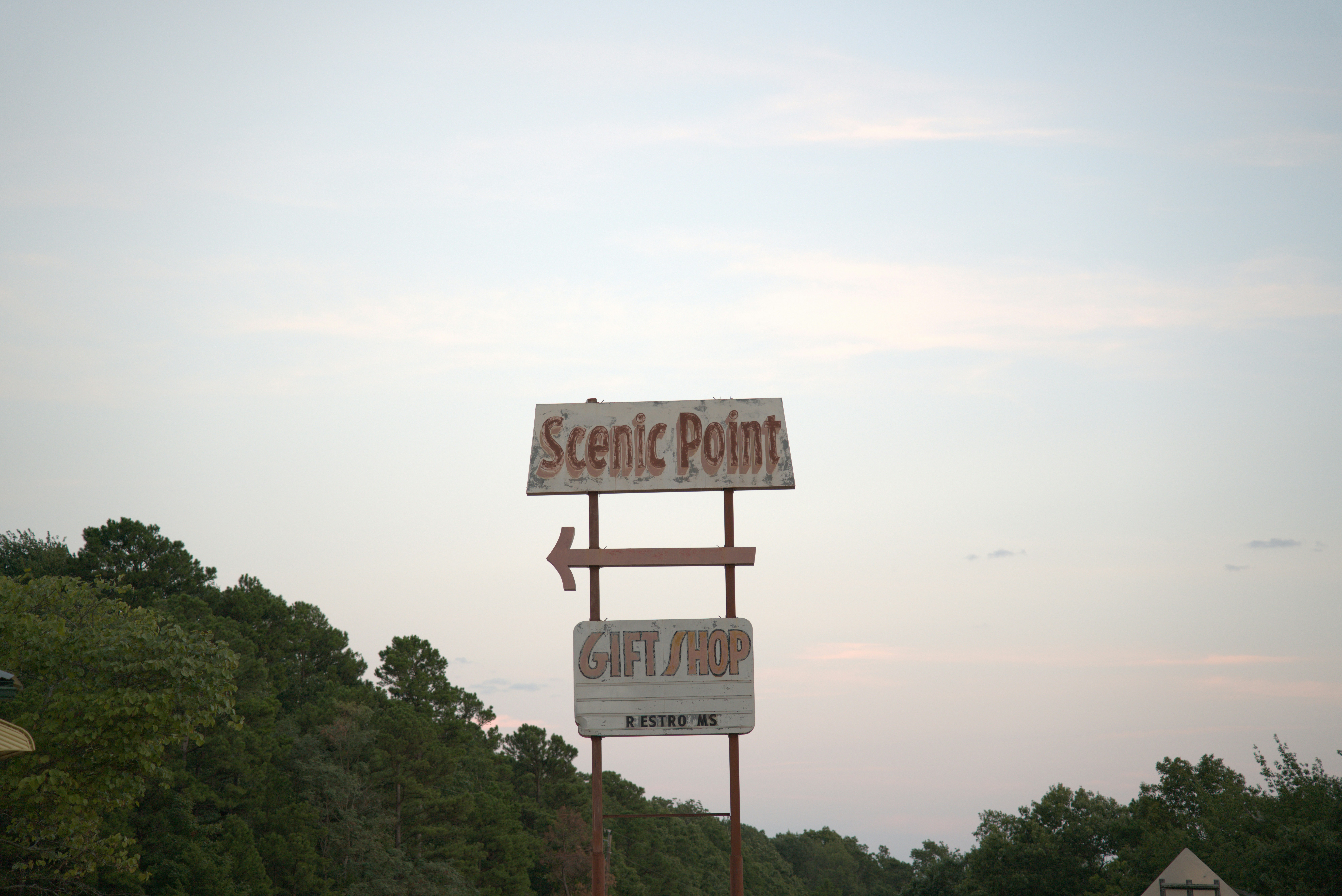 Scenic Point Signpost at Dusk