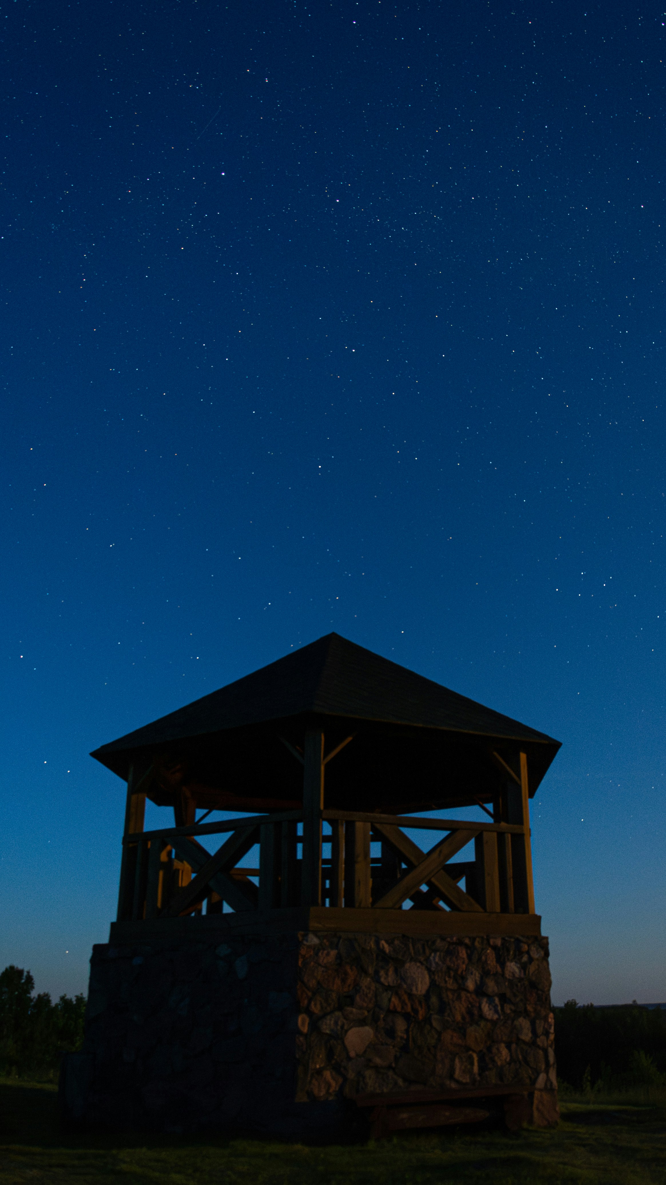 Starry Sentinel: A Moonlit Lookout Against the Night Sky